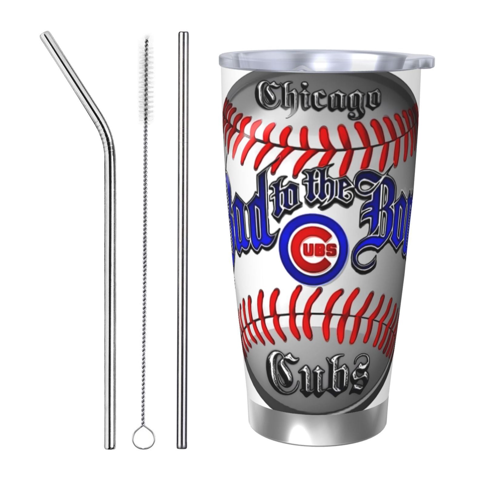 Cubs 20OZ Car Cup Straw Three-piece Set One Size Team Logo Double ...
