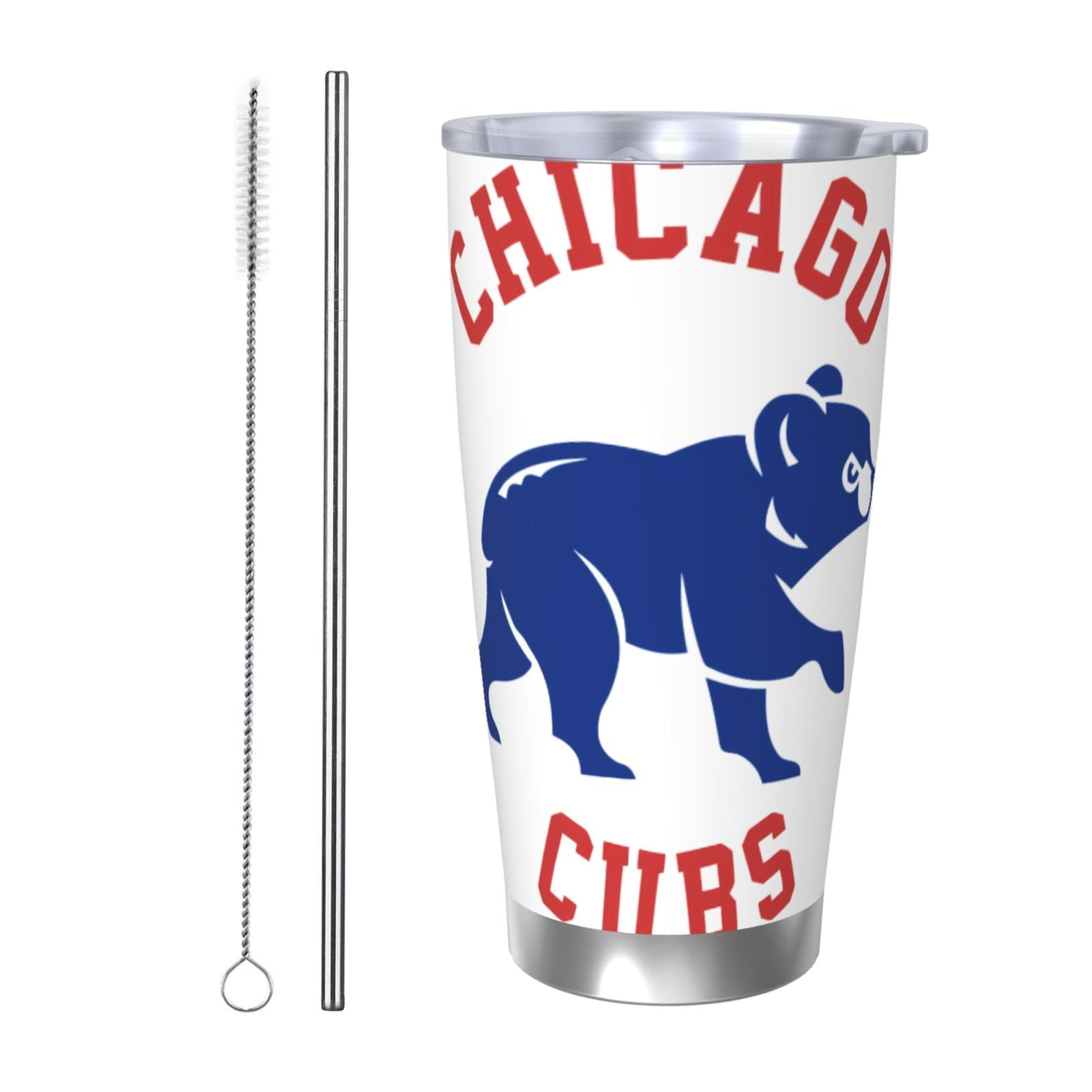 Cubs 20OZ Car Cup Straw Two-piece Set One Size Team Logo Double Walled ...
