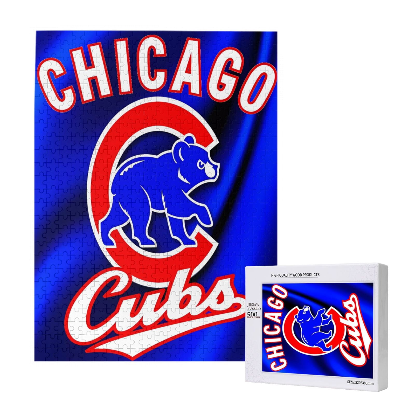 Cubs Baseball Team Custom 500 Piece Adult Wooden Jigsaw Puzzle with ...