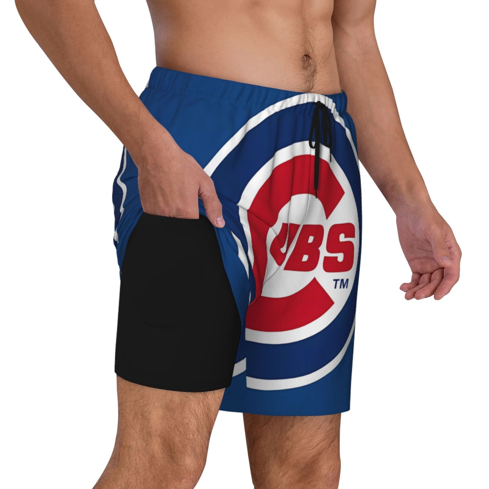 Cubs Mens Elastic band Swim Shorts Double layered sports swim trunks ...
