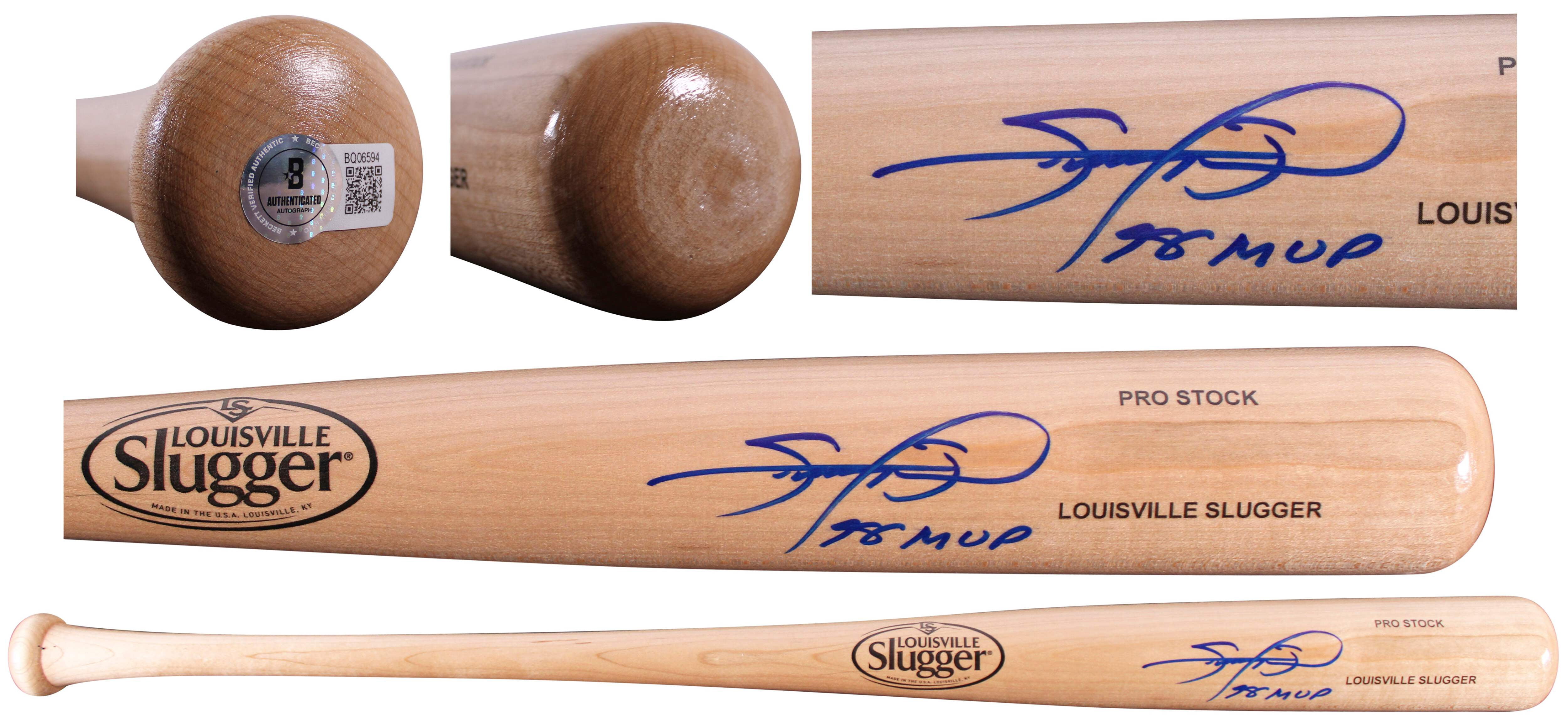 Cubs Sammy Sosa "98 MVP" Signed Blonde Louisville Slugger Baseball Bat ...