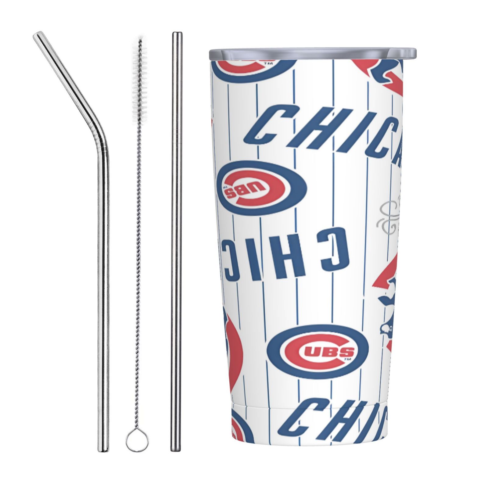 Cubss Football Team Theme 20 oz Car Straw Cup, Travel Coffee Cup, 20 oz ...