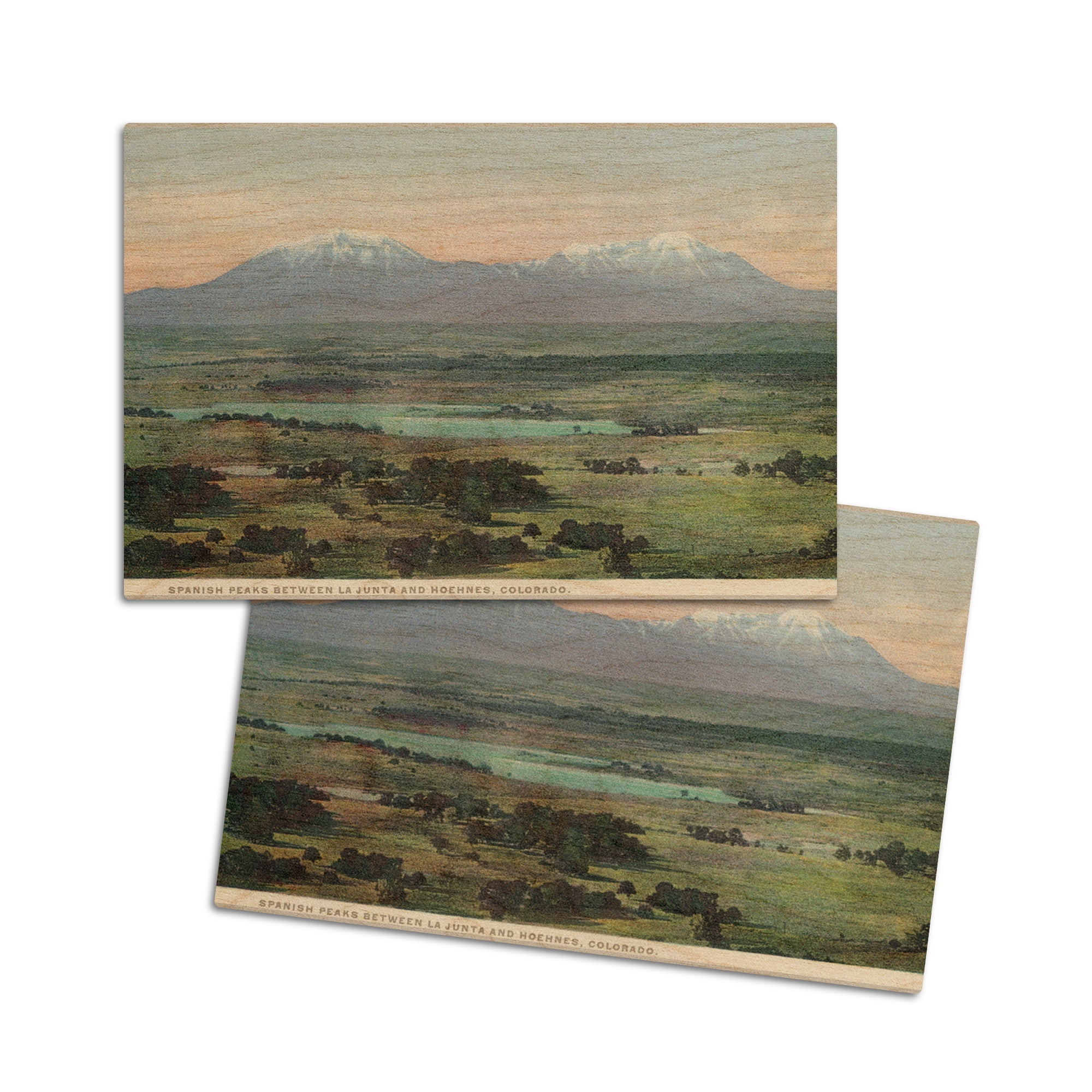 Cuchara, Colorado, View of the Spanish Peaks (4x6 Birch Wood Postcards ...
