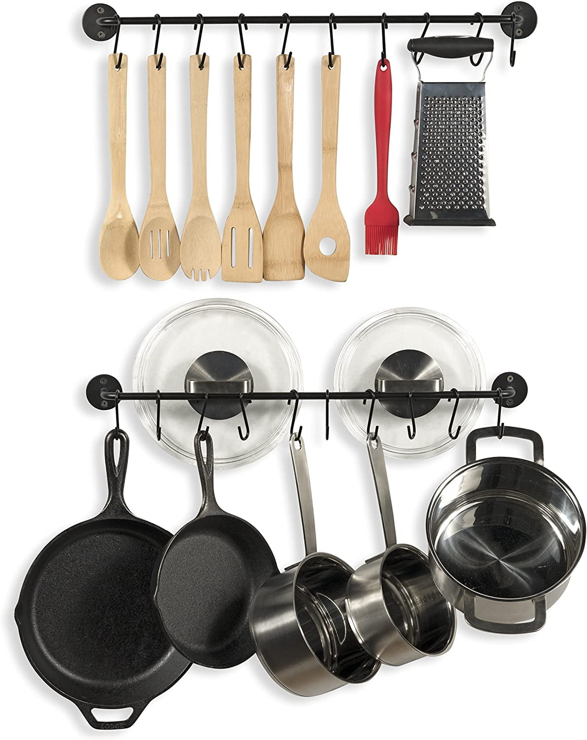 Cucina 24" Gourmet Kitchen Rail Wall Mount Kitchen Utensil Holder with ...