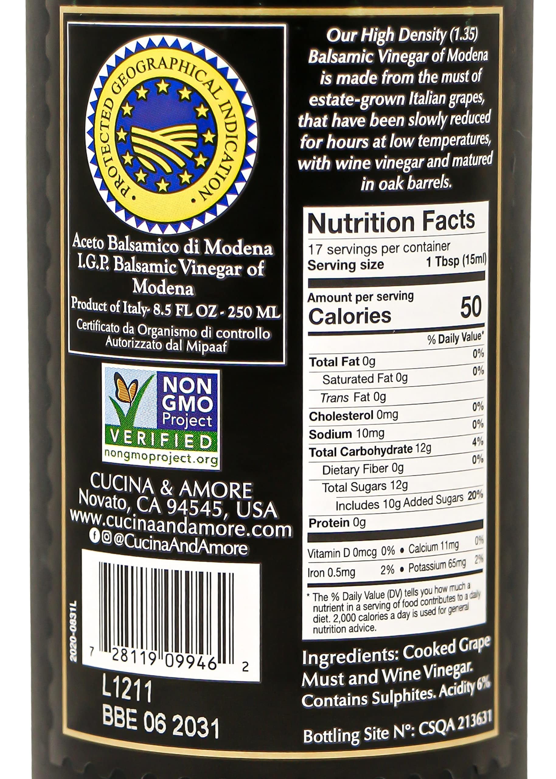 Cucina & Amore TWE5 Balsamic Vinegar Of Modena | High Density ...