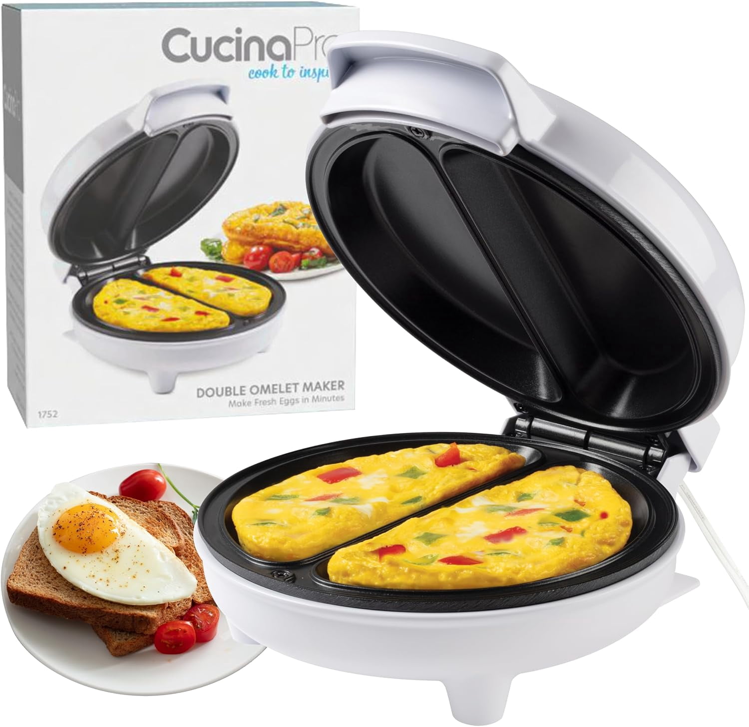 CucinaPro Double Omelet Maker- Dual Egg Making Mini Appliance for ...