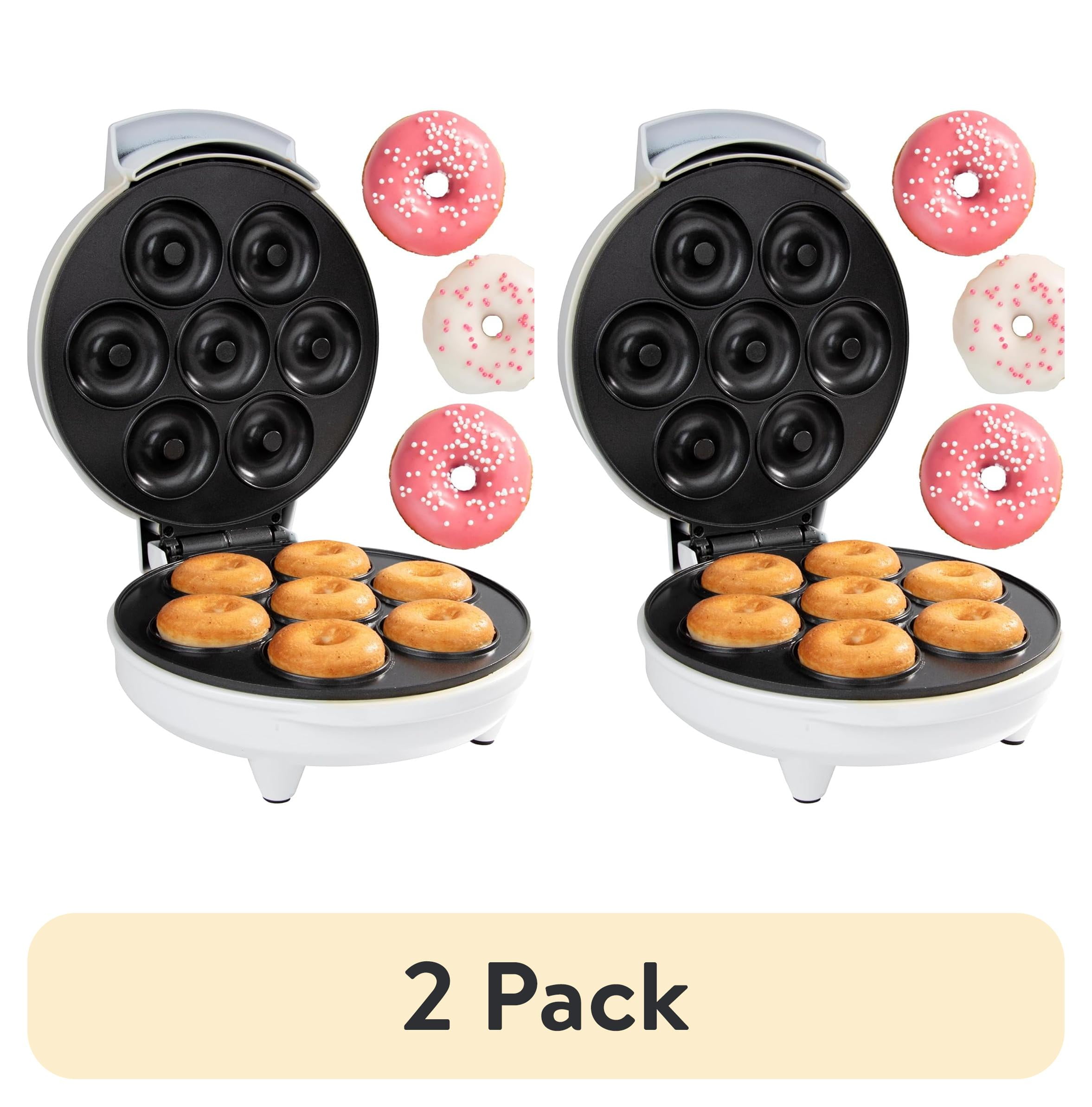 (2 pack) CucinaPro Mini Donut Maker- Electric Non-Stick Surface Makes 7 ...