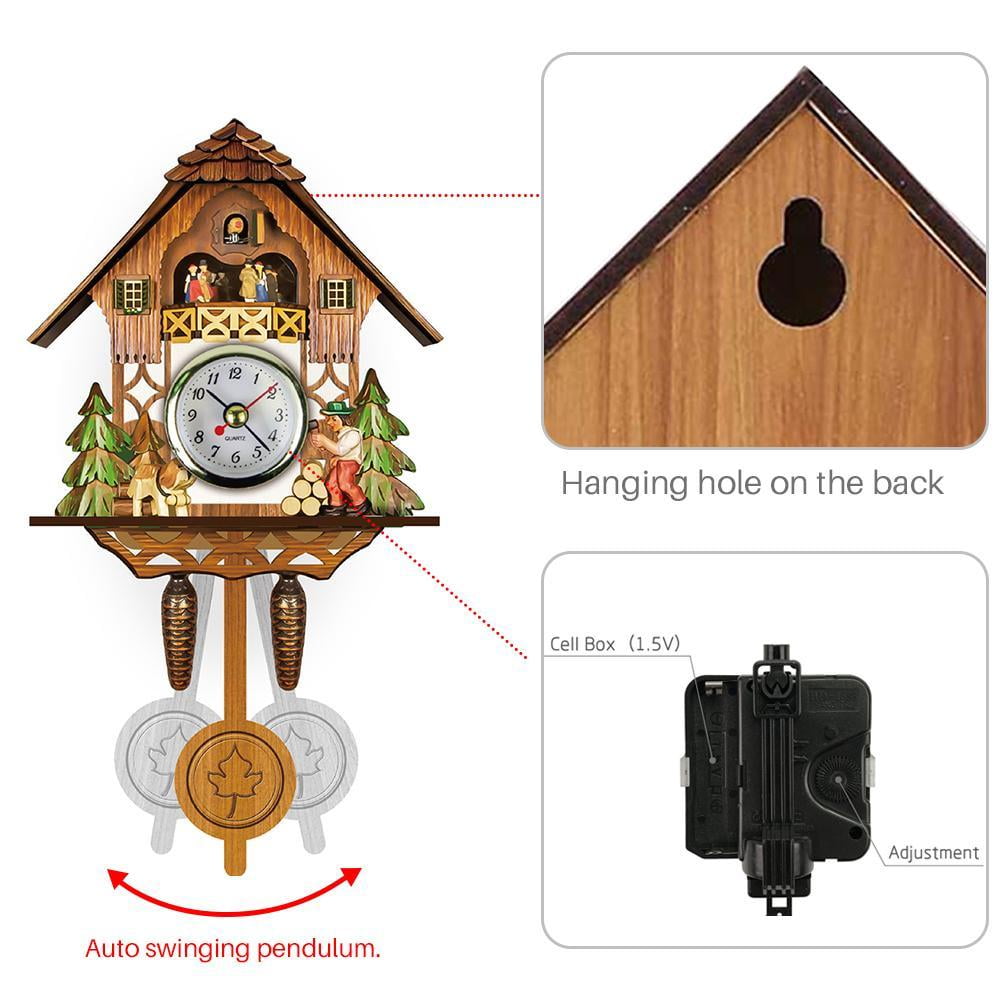 Cuckoo Clock Antique Wooden Cuckoo Birdhouse Wall Clock Home Decor Hanging Cuckoo Clock Auto ...