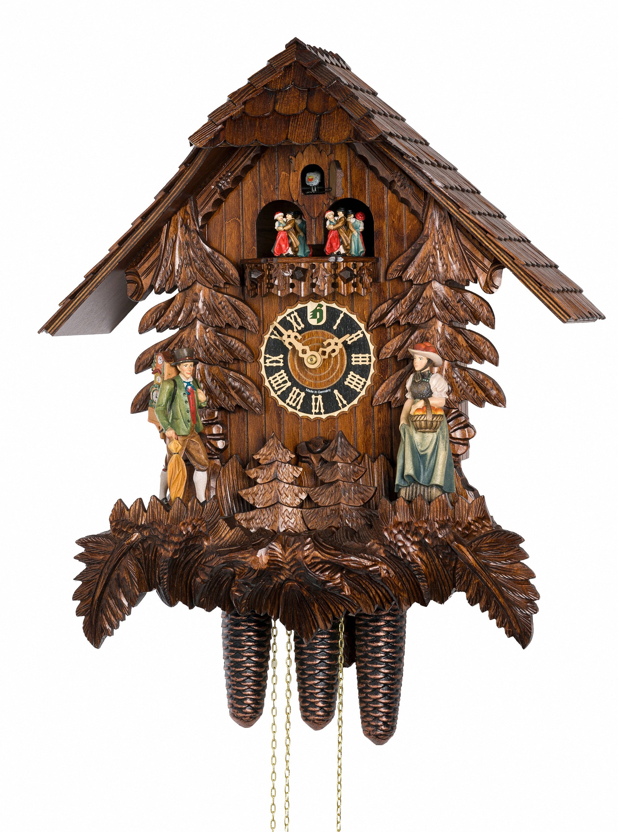 Cuckoo Clock Black Forest House with Clock Bearer and Black Forest Girl ...