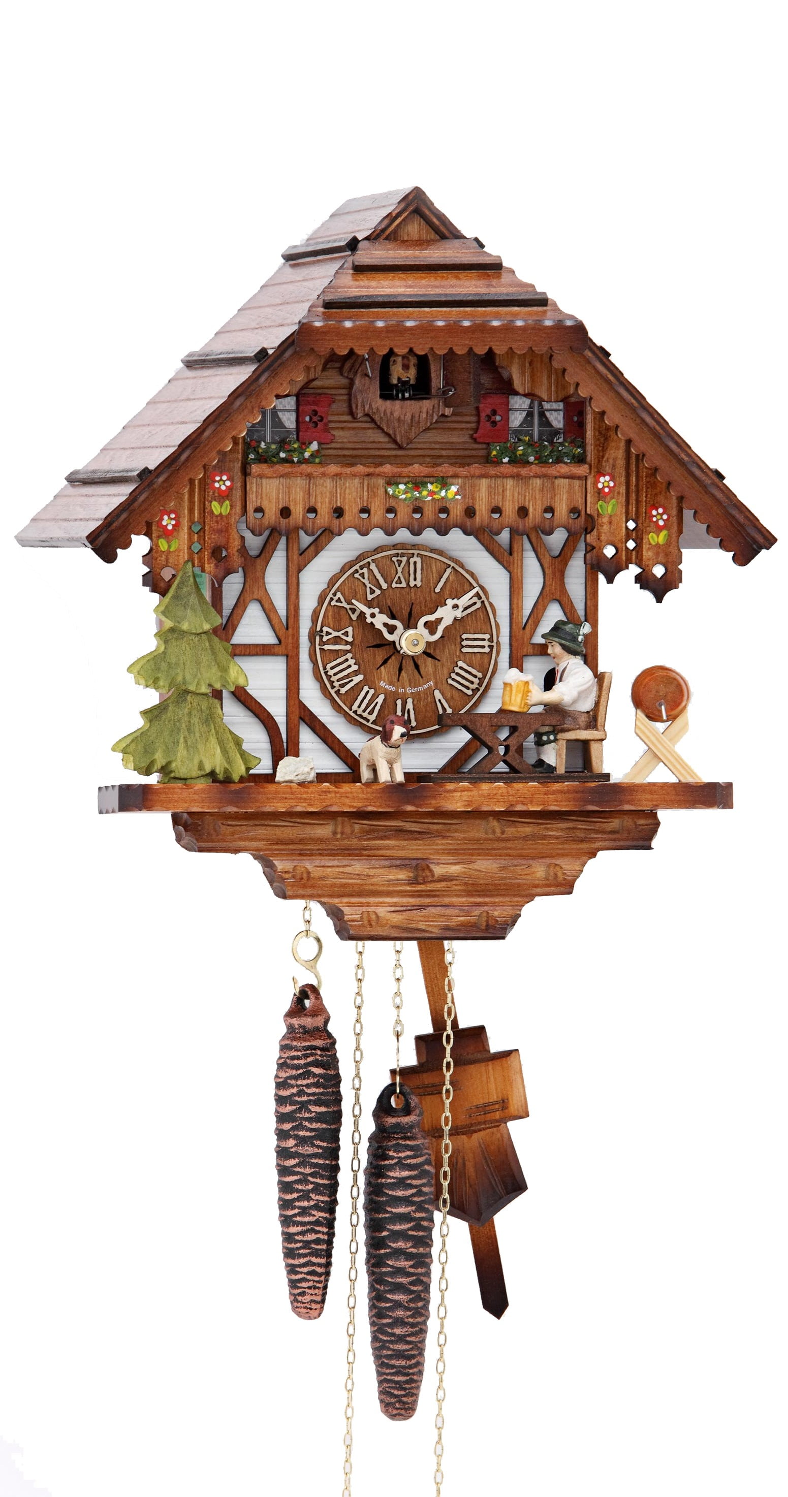 Cuckoo Clock Black Forest house with moving beer drinker KA 1678 ...