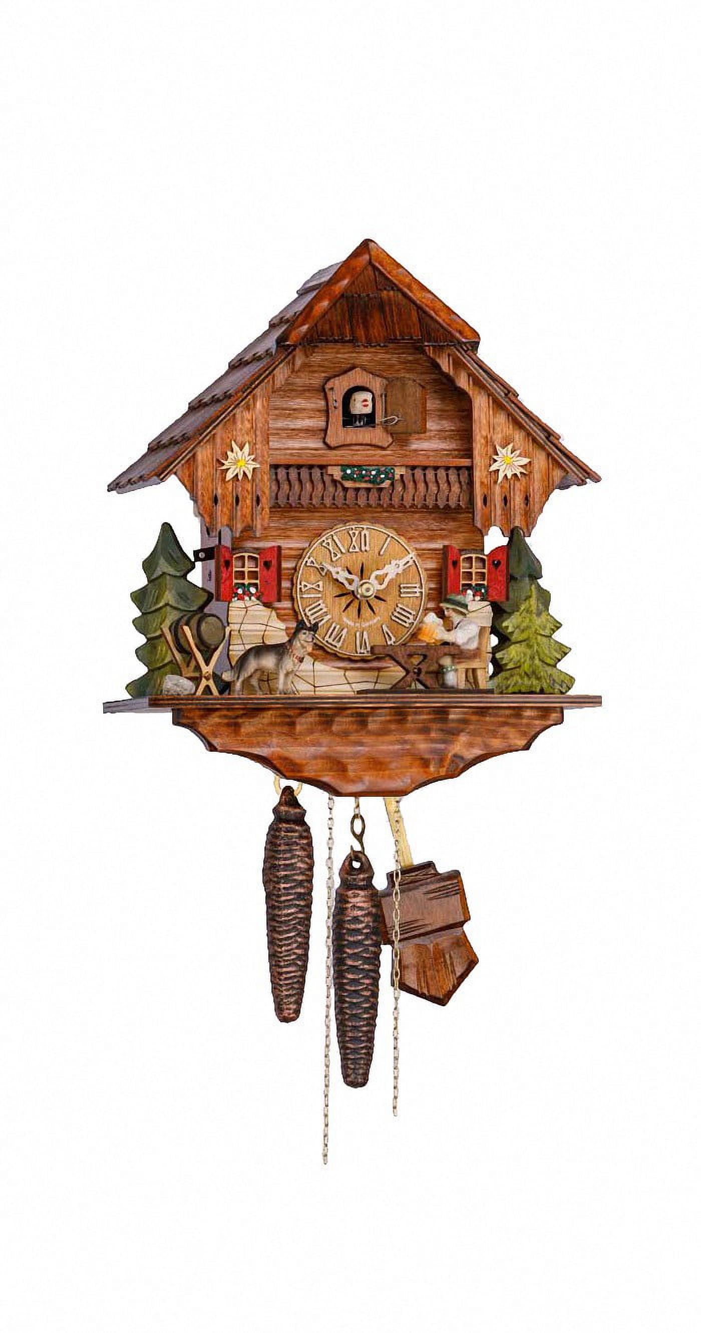 Cuckoo Clock Black Forest house with moving beer drinker and dog KA ...