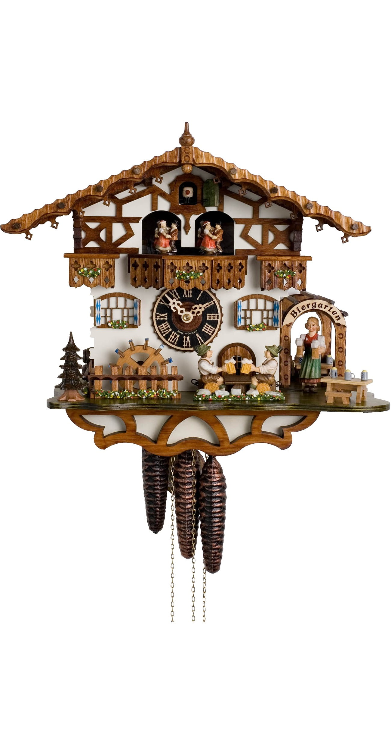 Cuckoo Clock Black Forest house with moving beer drinkers and mill ...