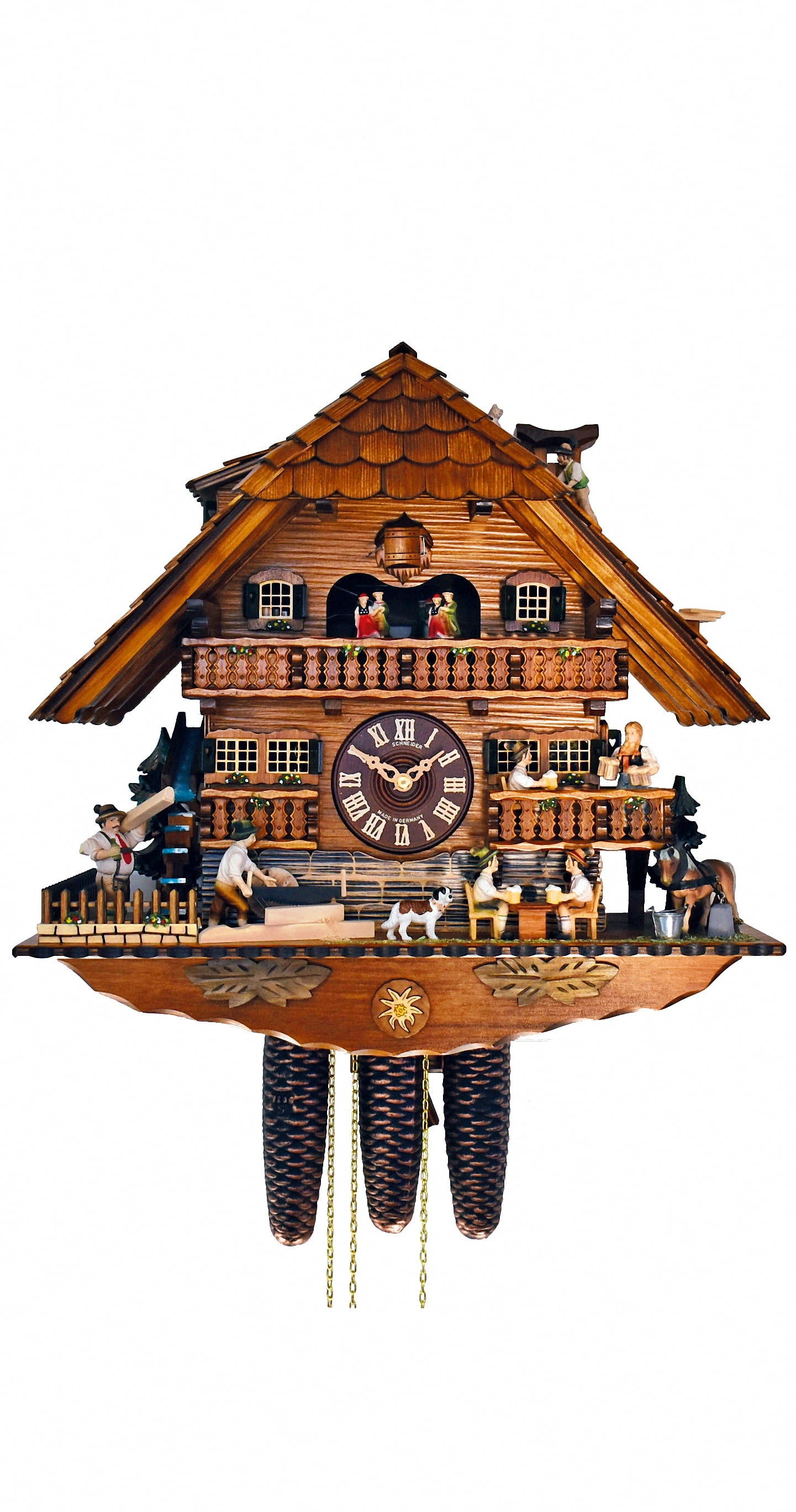 Hourly Chime Authentic German Black Forest Cuckoo Clock with Moving ...