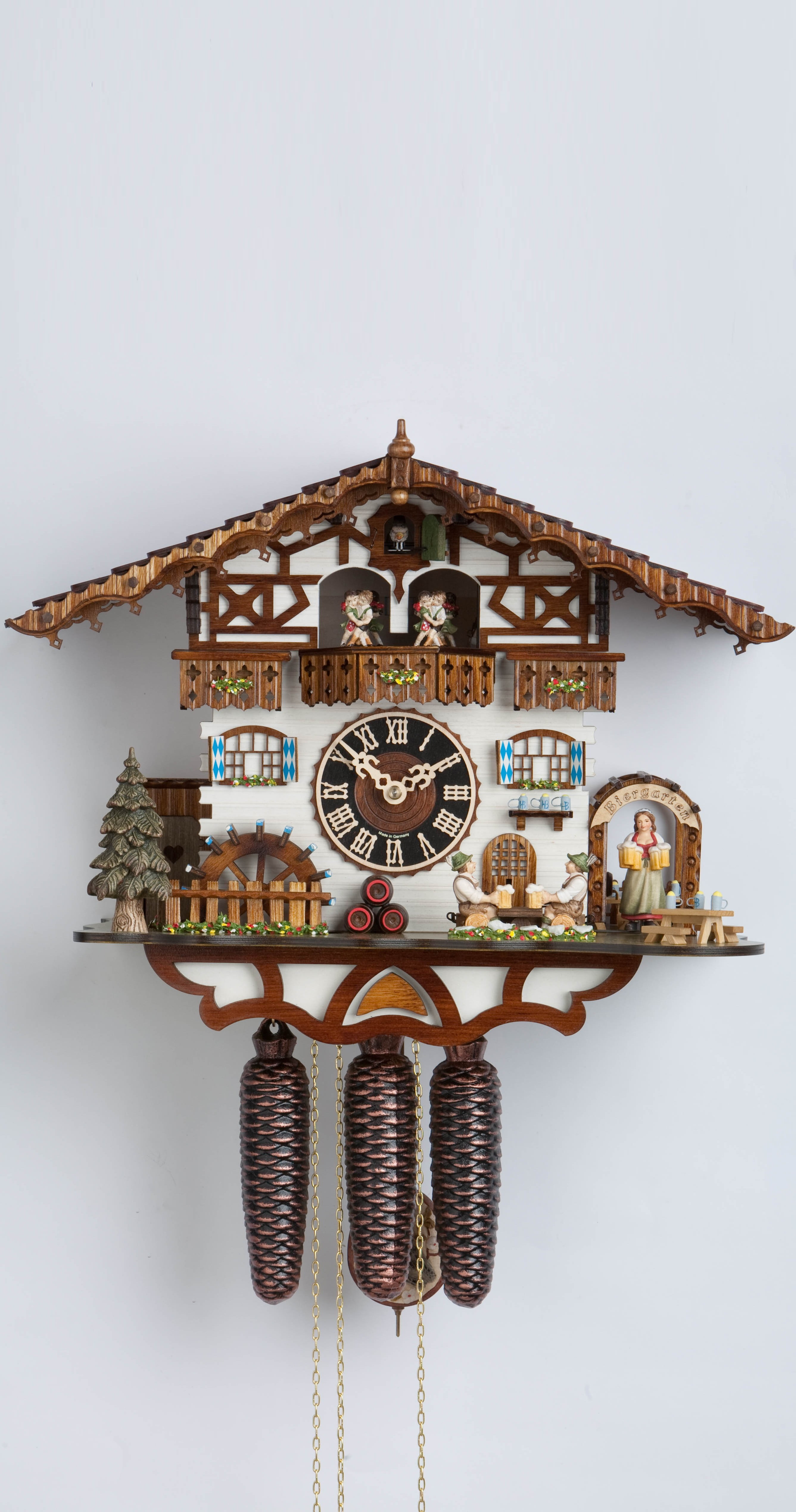 Cuckoo Clock Black Forest house with moving beer drinkers and mill ...