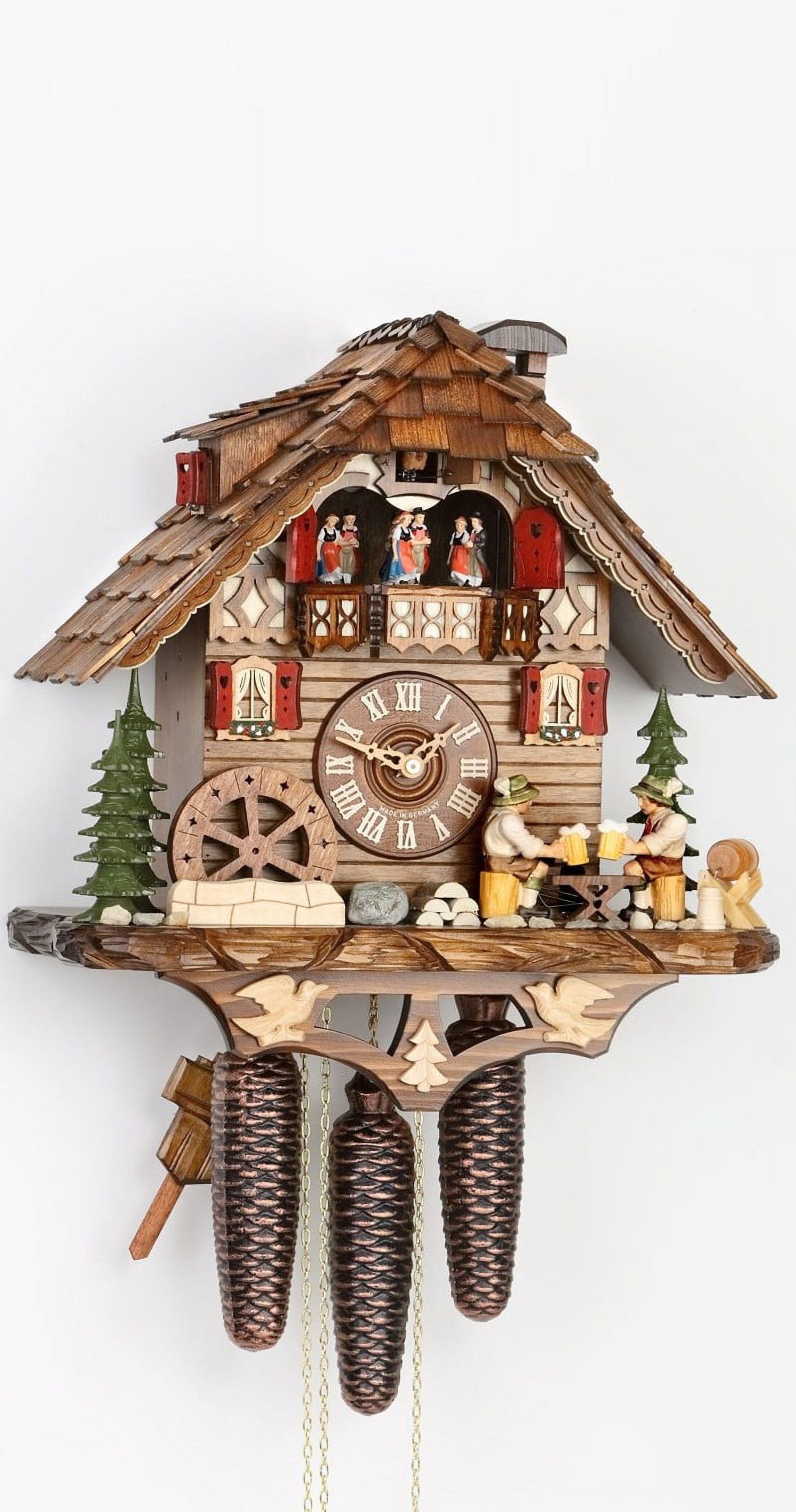 Cuckoo Clock Black Forest house with moving beer drinkers and mill ...