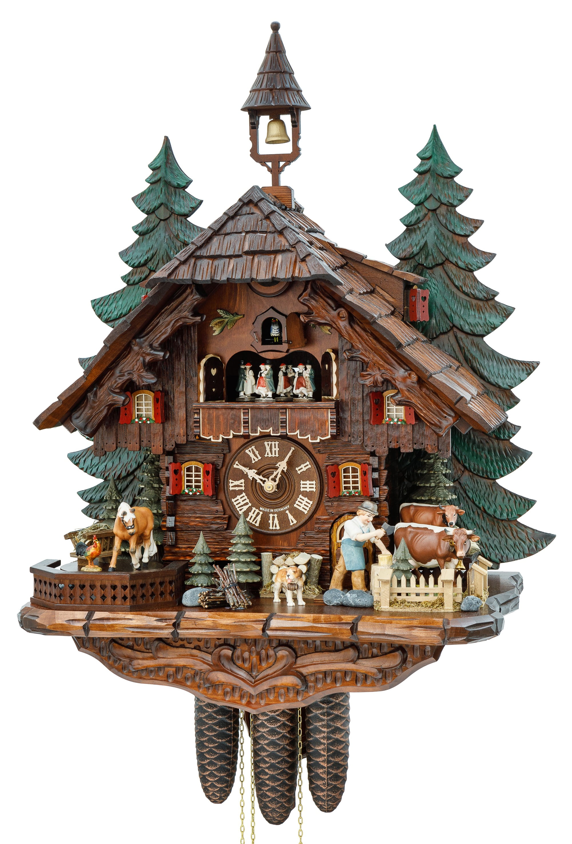 Cuckoo Clock Black Forest house with moving moving wood chopper ...