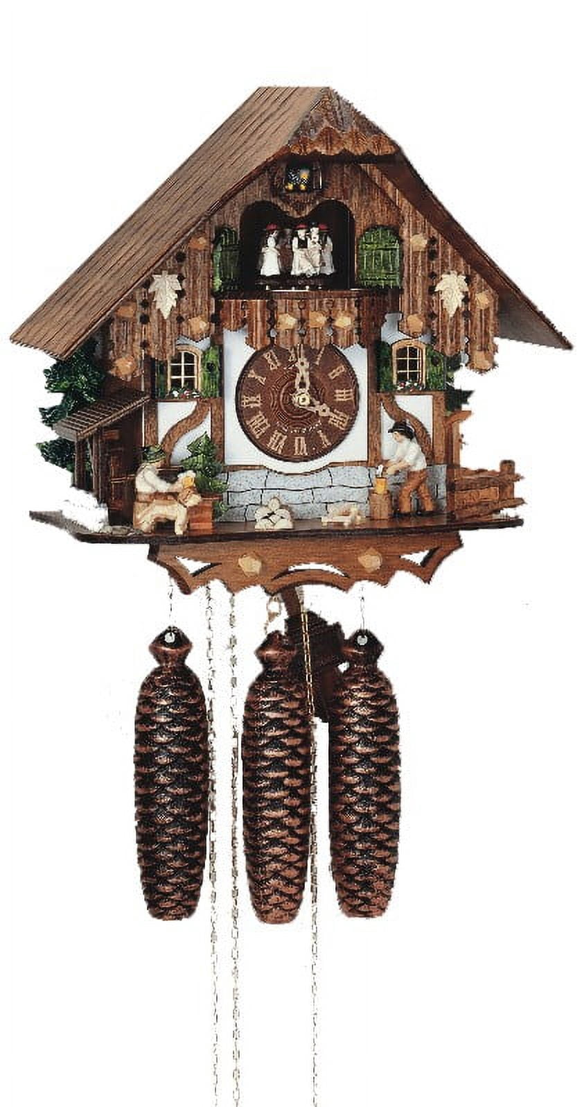 Cuckoo Clock Black Forest house with moving wood chopper, beer drinker ...