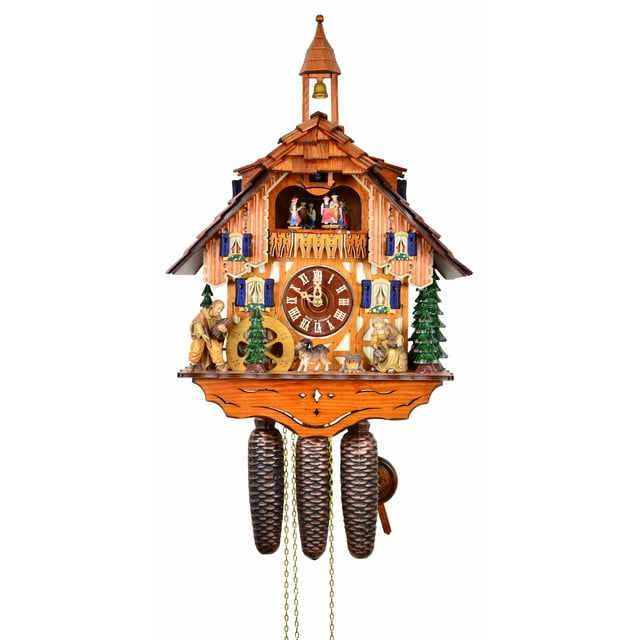 Cuckoo Clock Black forest house, turning mill-wheel - Walmart Business ...