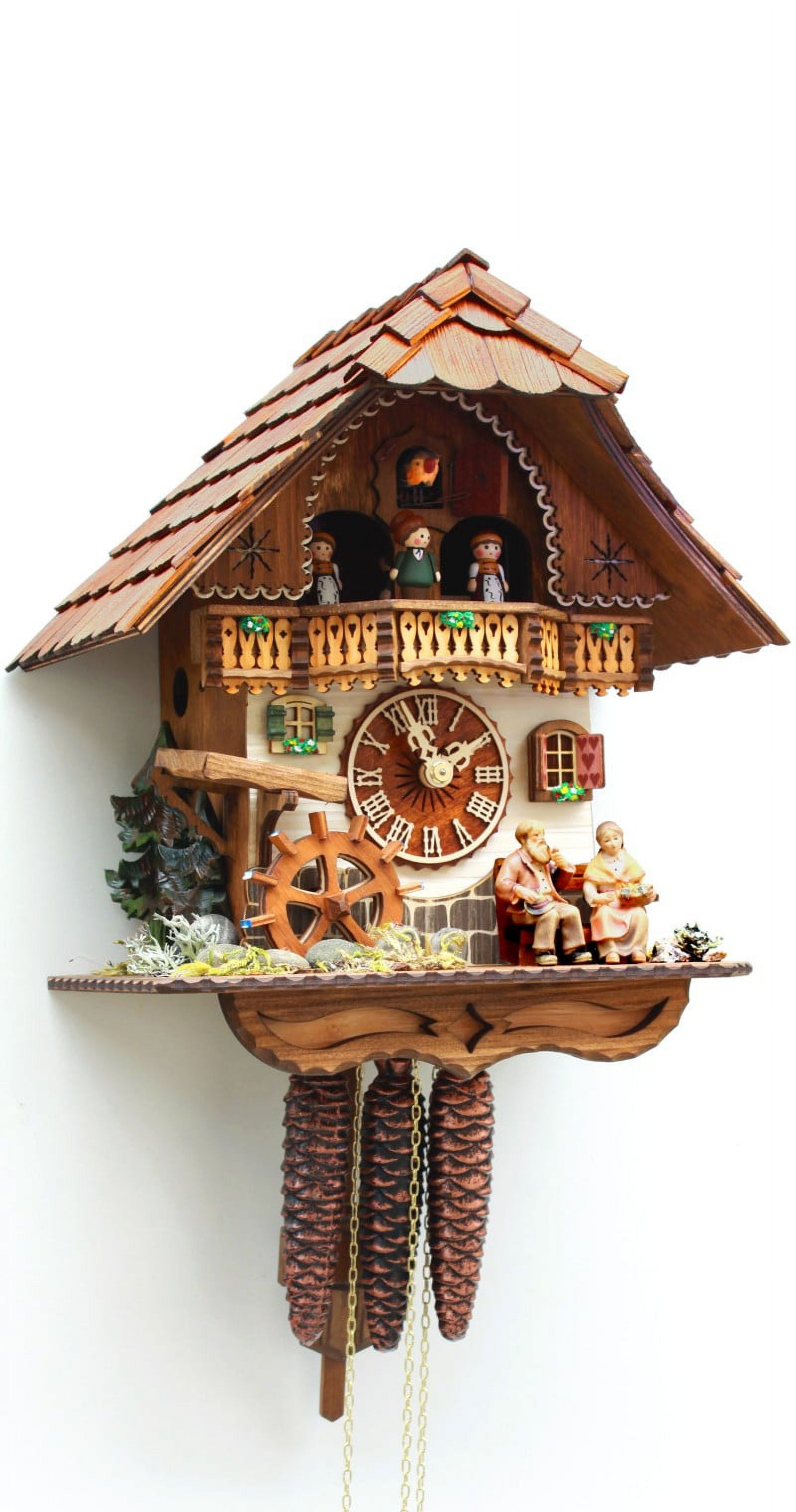 Cuckoo Clock Black forest house, turning mill-wheel - Walmart.com