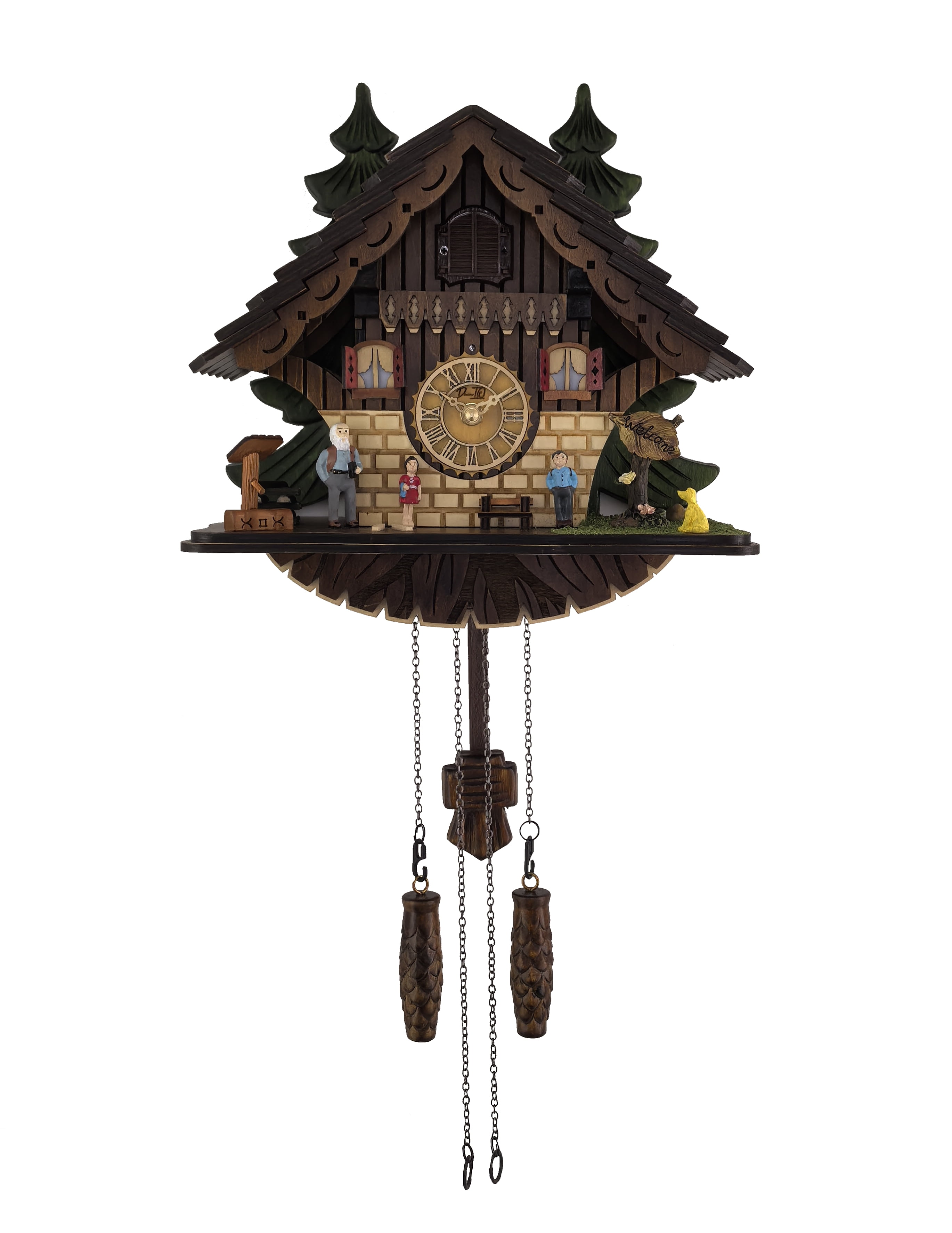 DomIQ Traditional Black Forest Cuckoo Clock, 11.3", Dog & Family Decor ...
