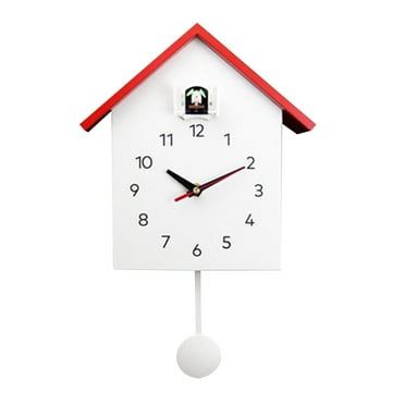 Minimalist Cuckoo Clock with Chimer, Pendulum, Battery Powered Bird ...