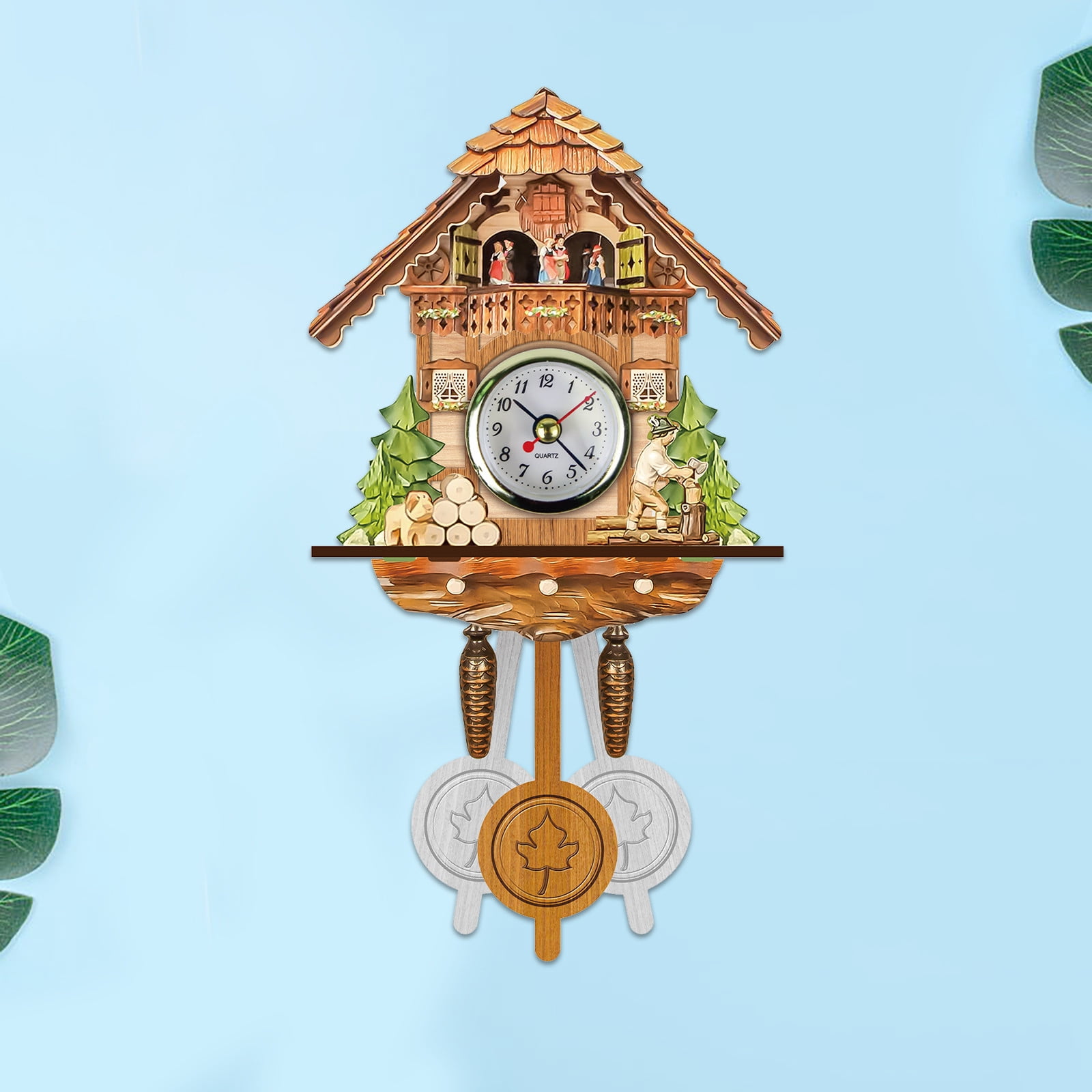 Cuckoo Wall Clock Chime Alarm Clock Retro Clock Wooden Living Room ...
