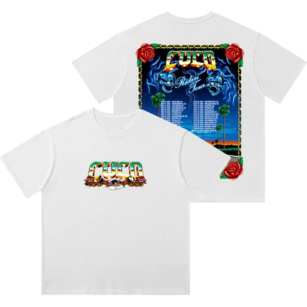 Cuco Ridin Tour 2025 Merch Vintage Wash T-Shirts Women Men Cotton Short ...