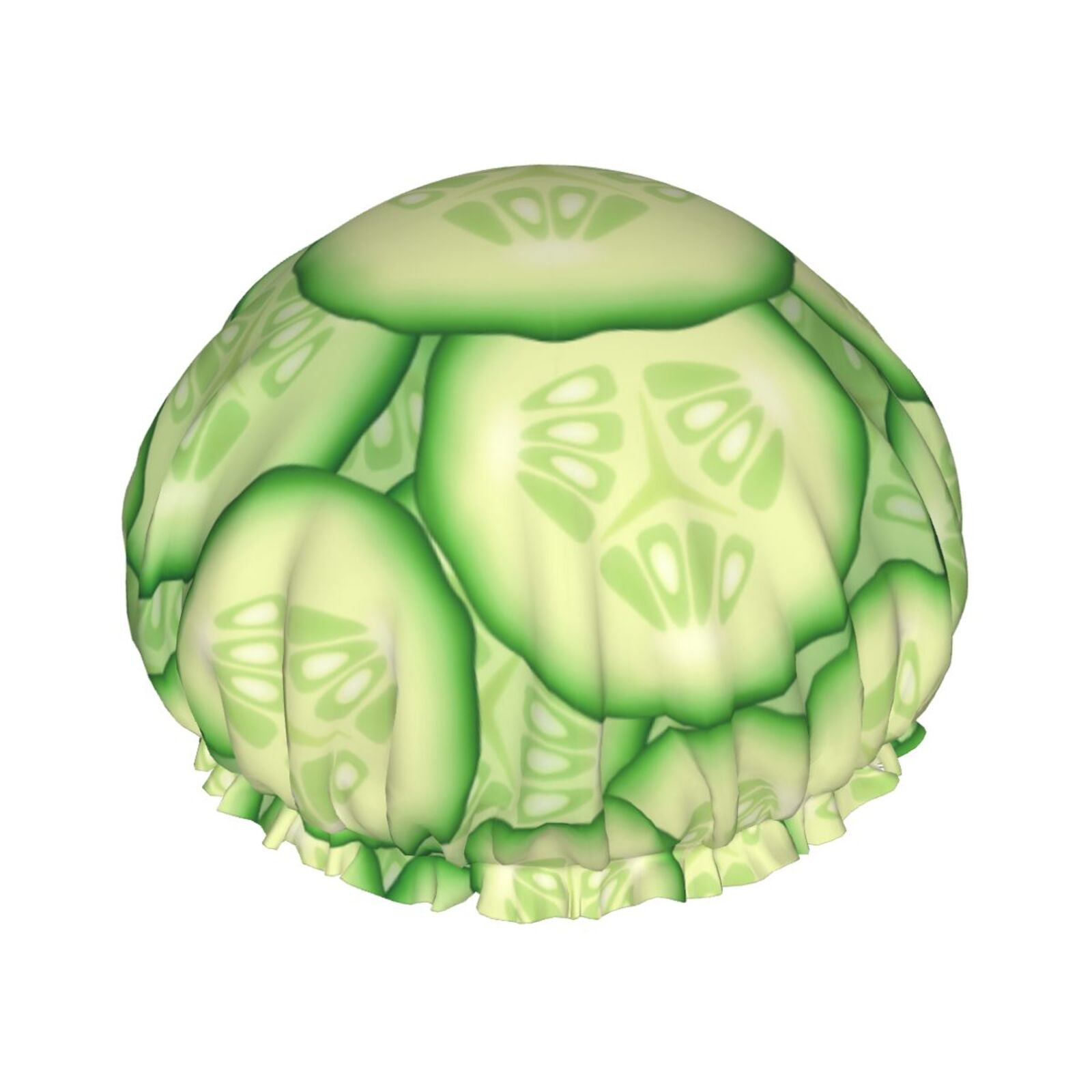 Cucumber Pattern funny Shower Cap for Women, Double Waterproof Layers ...