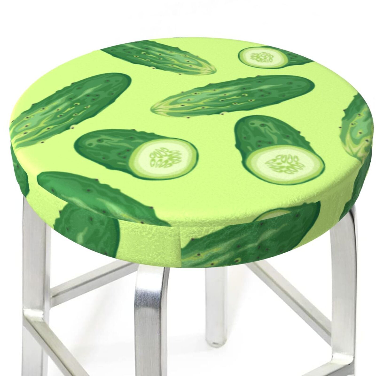 Cucumber Pattern green Bar Stool Covers - Stretch Round Seat Covers ...