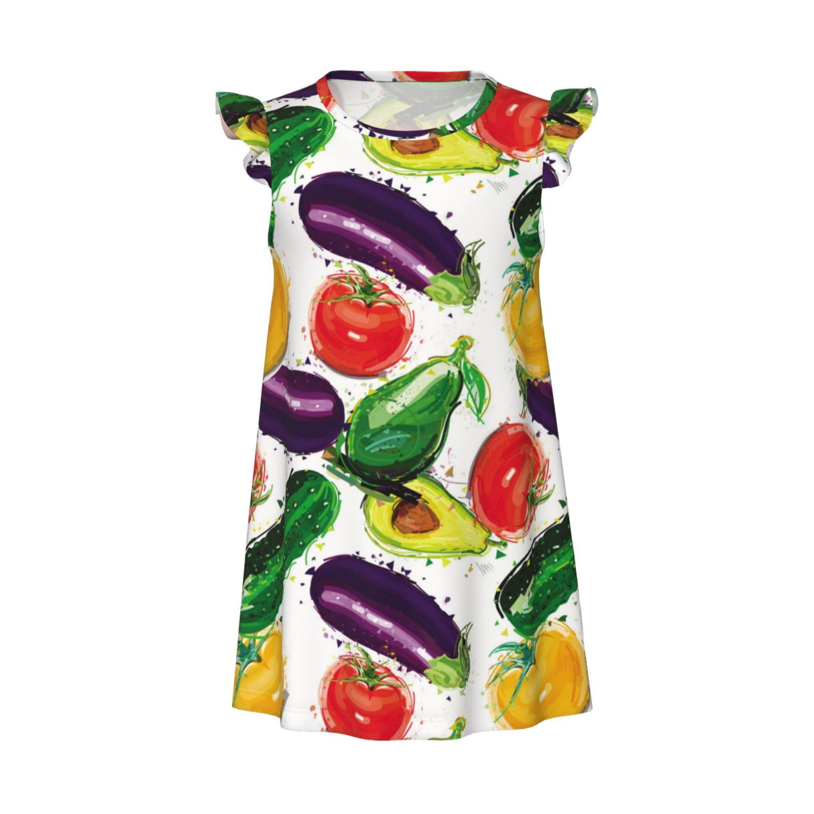 Cucumber Tomato Eggplant Girls Nightgowns, Short Sleeves Dress Girls ...