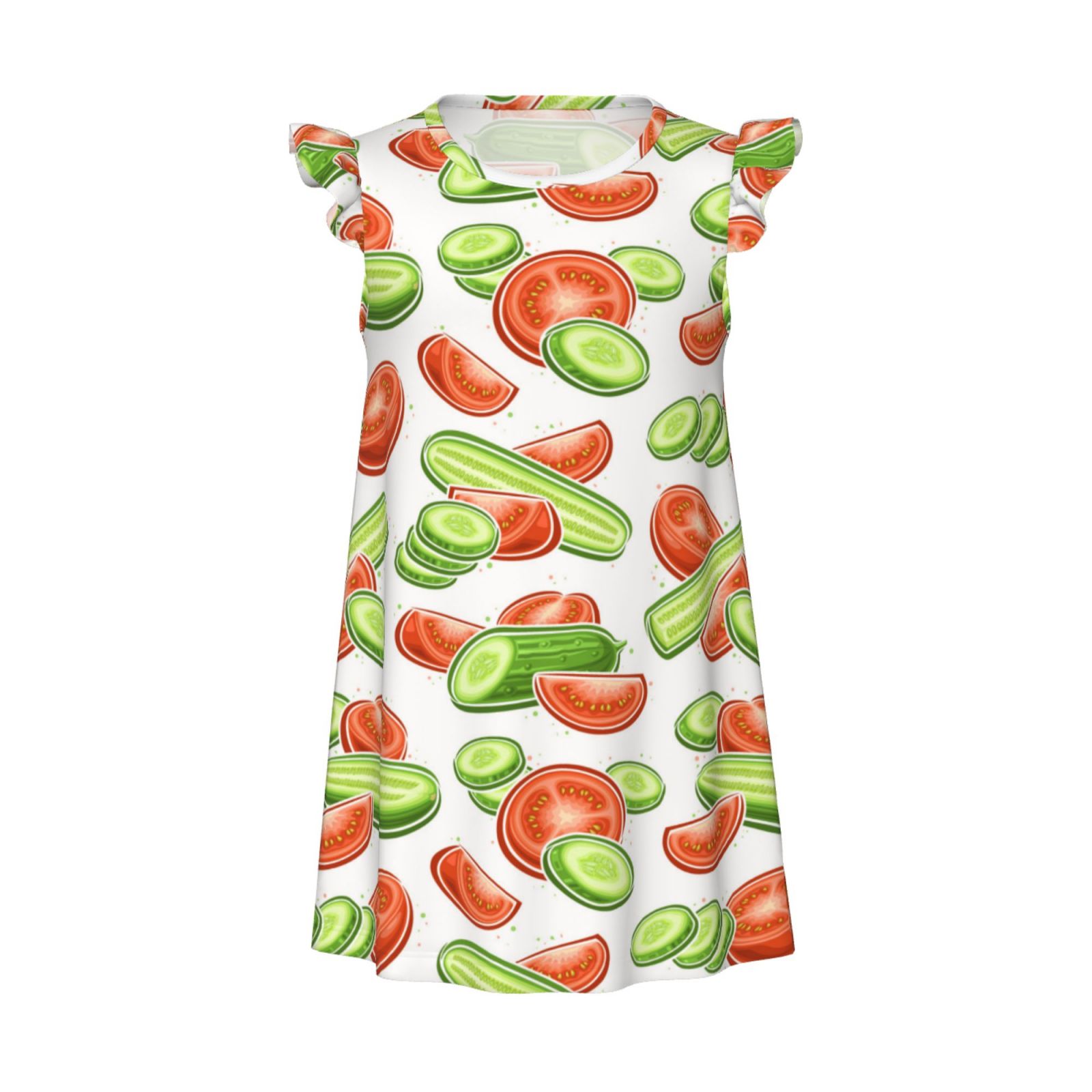 Cucumber Tomato Girls Nightgown, Flutter Short Sleeves Night Dress ...