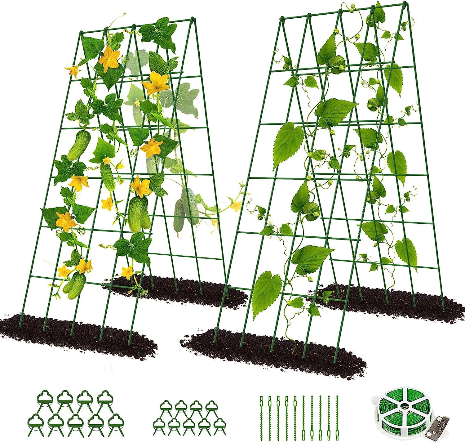 Cucumber Trellis, 2 Pack Foldable A Frame Trellis for Raised Bed ...