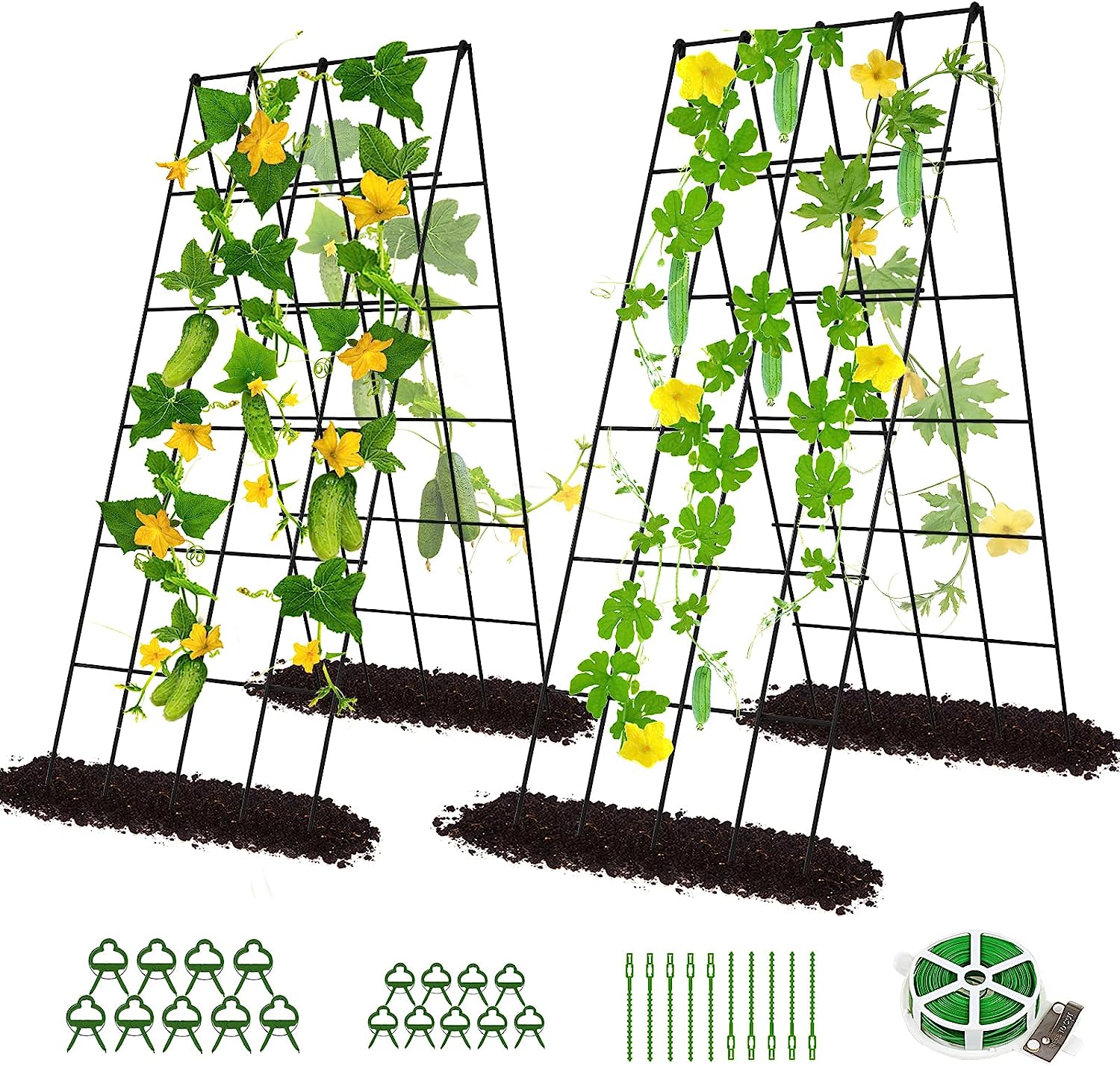 Cucumber Trellis, 2 Pack Foldable A Frame Trellis for Raised Bed ...