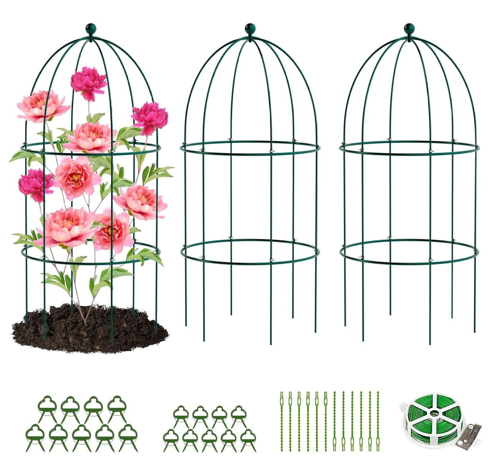 Cucumber Trellis 3 Pack, Plant Supports for Peonies Large Sturdy Grow ...