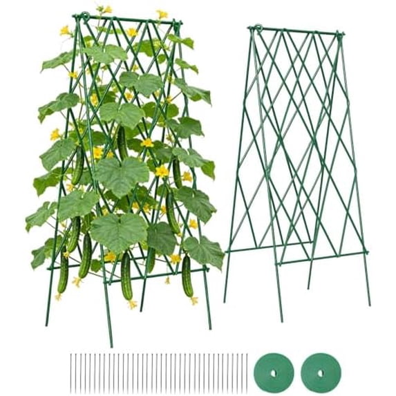 Cucumber Trellis 39.2" 2 Pack A-Frame – Foldable Metal Garden Trellis ...