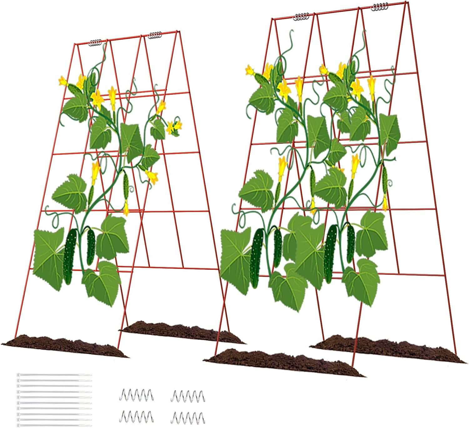 Cucumber Trellis, 39" High Foldable A Frame Garden Trellis, 2 Pack ...