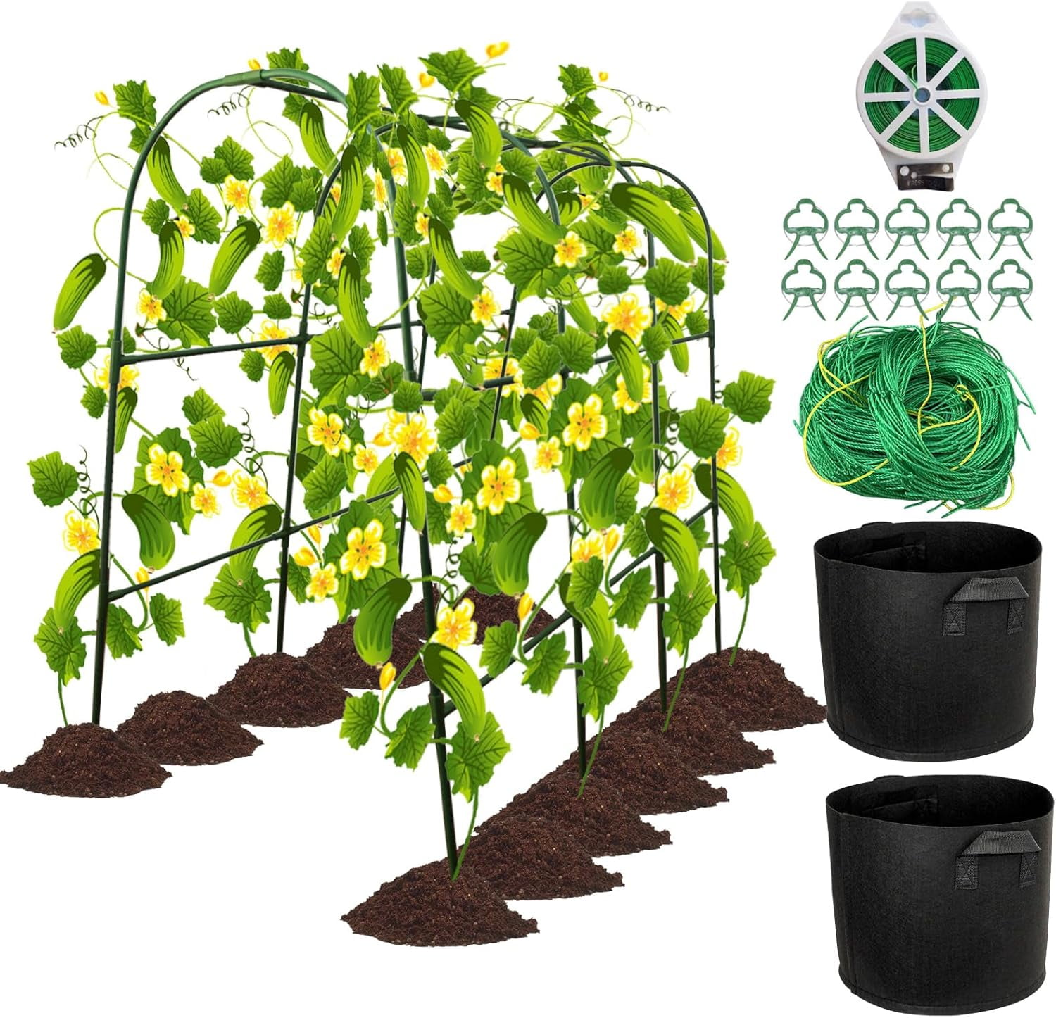 Cucumber Trellis, 4.2 ft x 4 ft Garden Arch Trellis for Cucumber ...