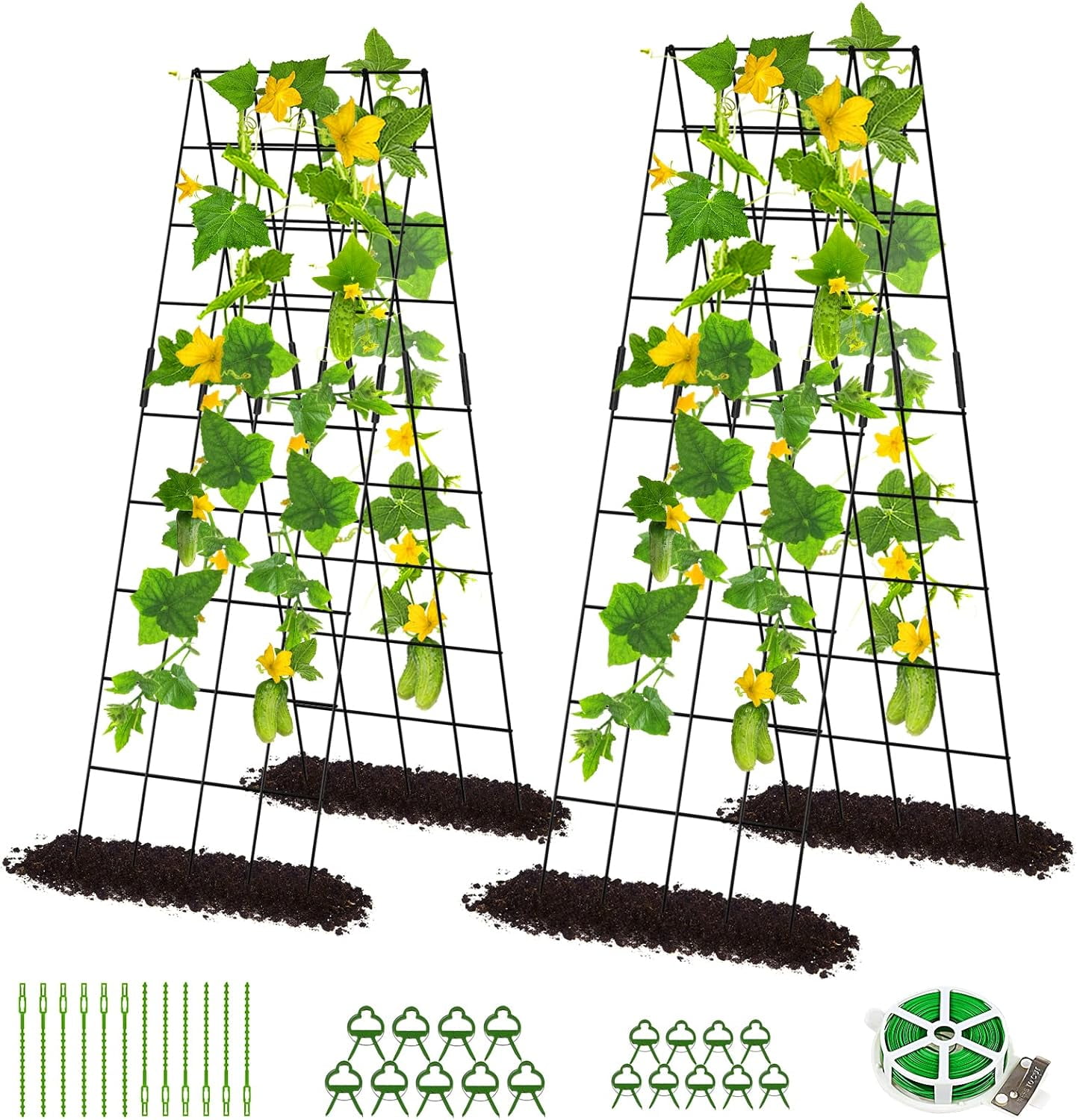 Cucumber Trellis, 59" High 2 Pack Foldable A Frame Trellis for Raised ...