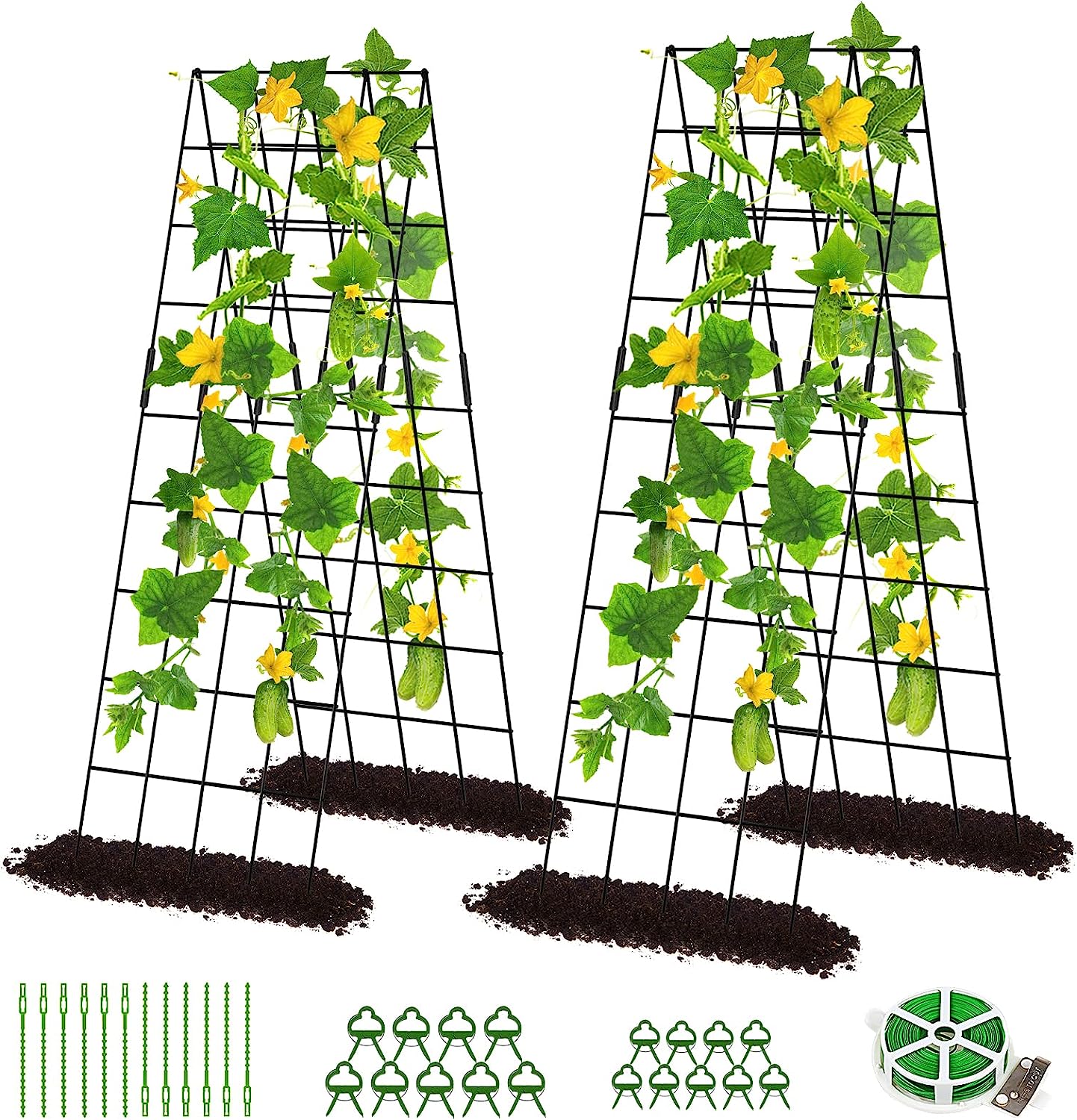 Cucumber Trellis, 59" High 2 Pack Foldable A Frame Trellis for Raised ...