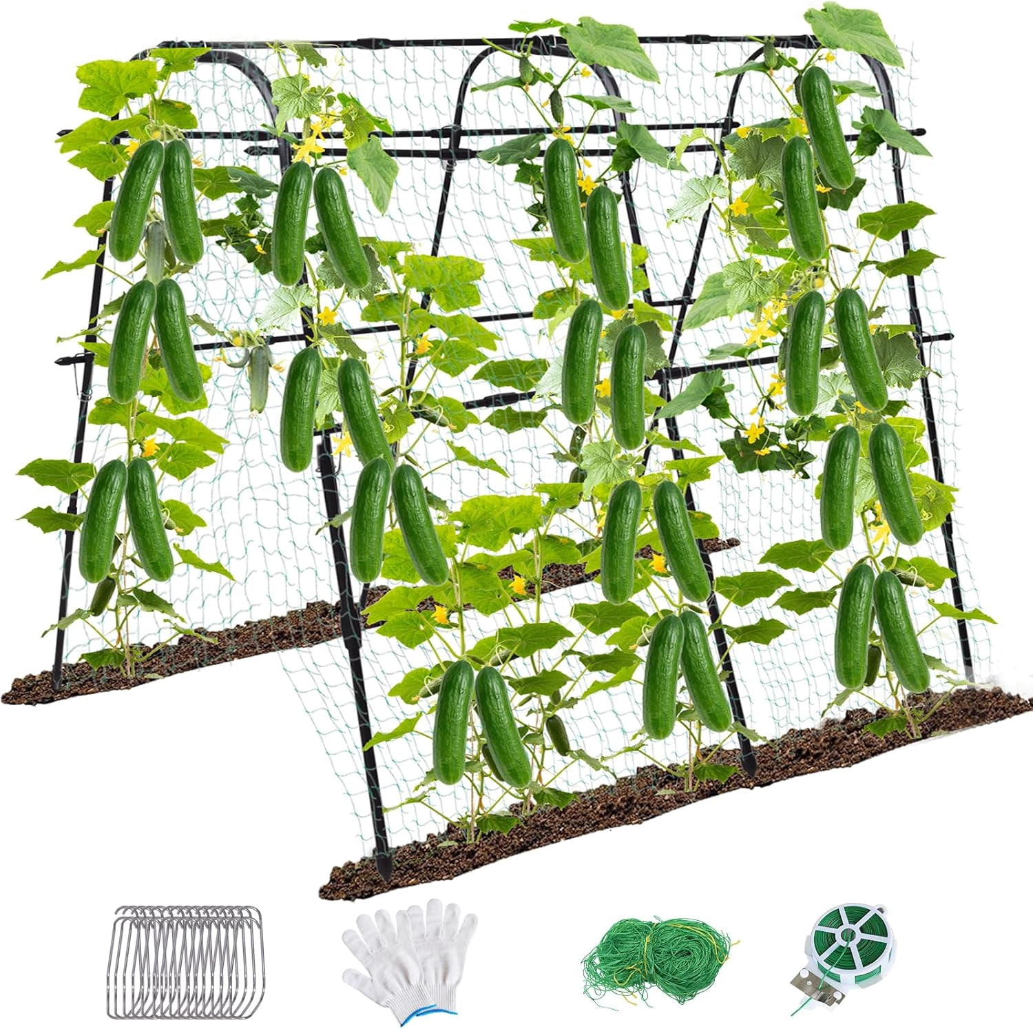 Cucumber Trellis, 63" x 63" Garden Trellis for Climbing Plants Outdoor, Arched Cucumber Trellis ...