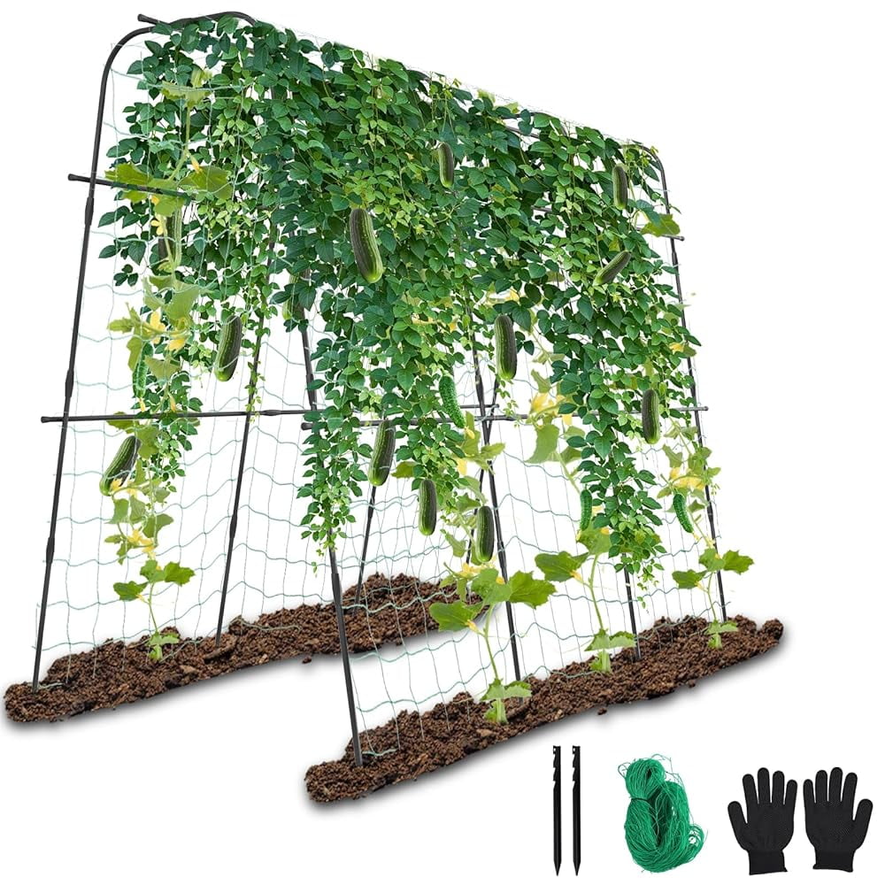 Cucumber Trellis Arch for Climbing Plants Outdoor - 78 x 62 Inch Garden Trellis Arch Metal for ...