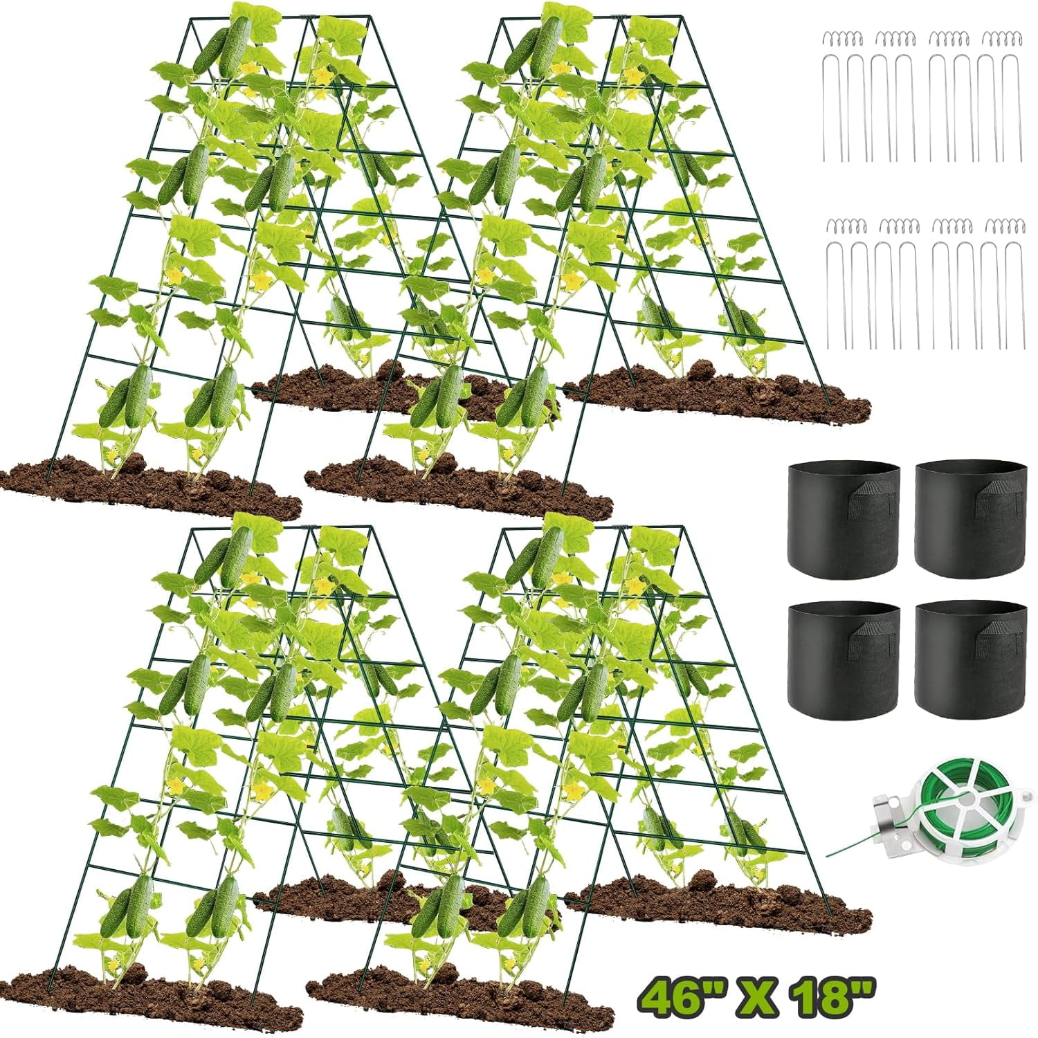 Cucumber Trellis for Climbing Plants Outdoor, 46 x 18 Inches 4 Pack ...