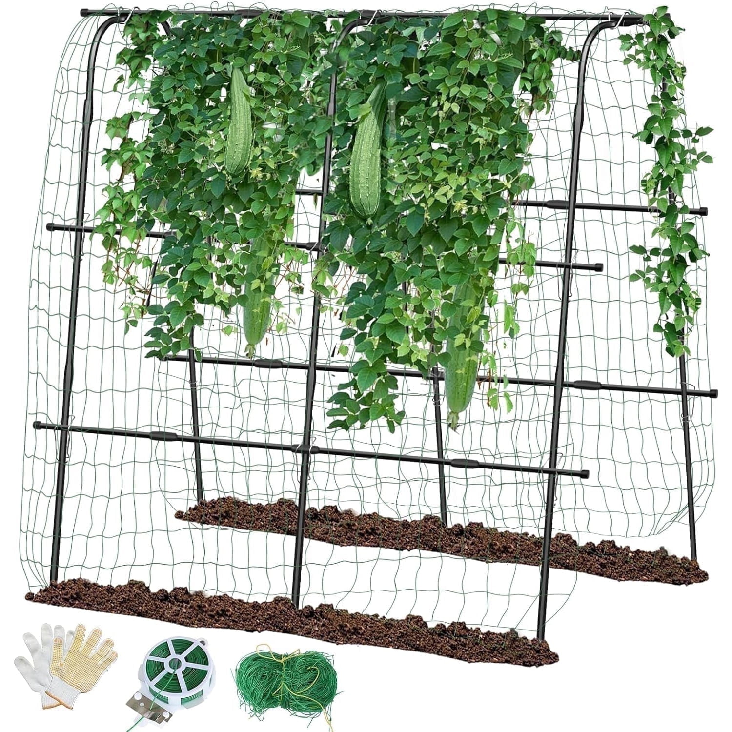 Cucumber Trellis for Garden Vegetable Trellis,63" x 63" U-Shaped Metal Garden Trellis Arch Plant ...