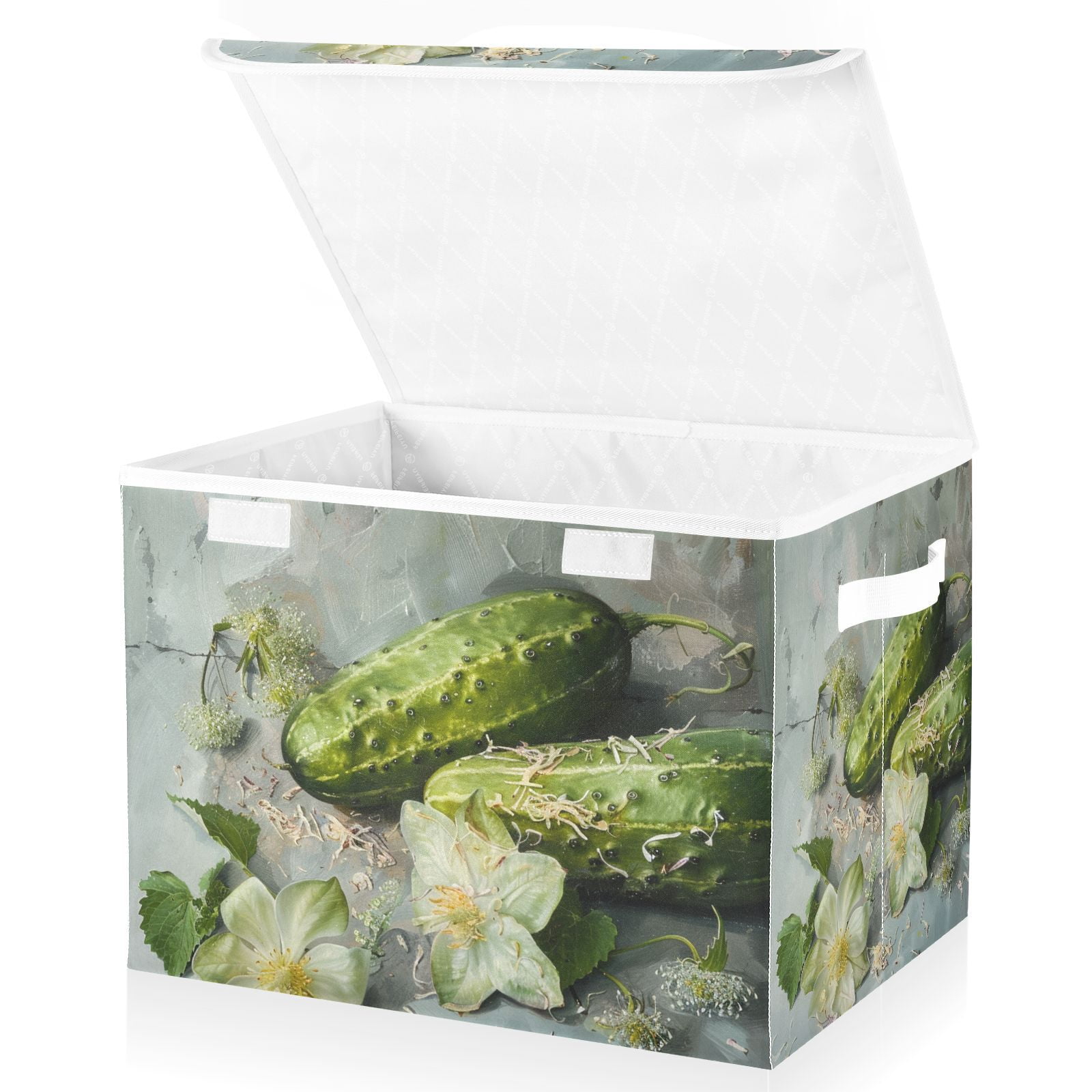 Cucumber and Flowers Storage Basket for Shelves Foldable Container ...