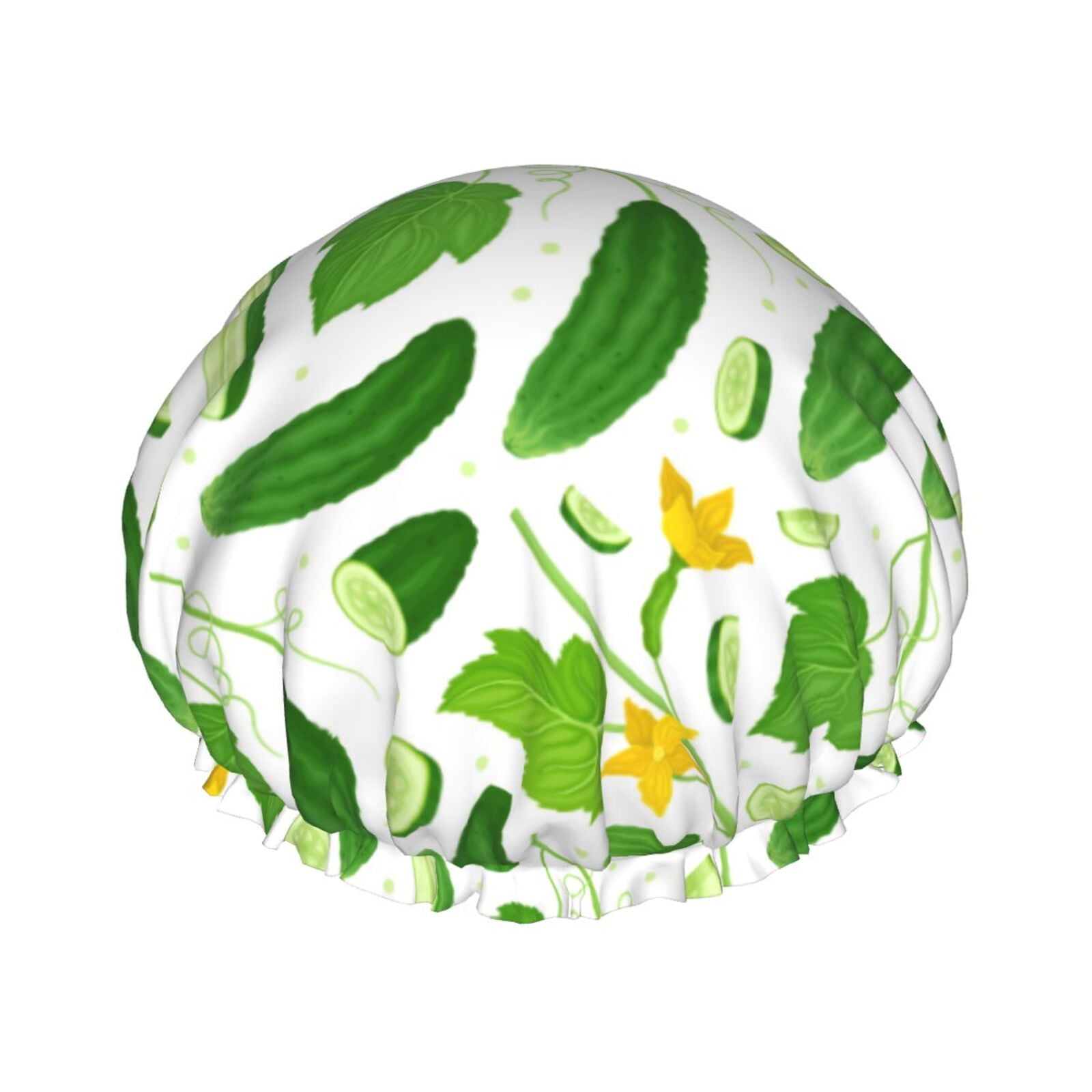 Cucumber leaf slices Shower Cap, Reusable Bath Hair Hat for all Hair ...