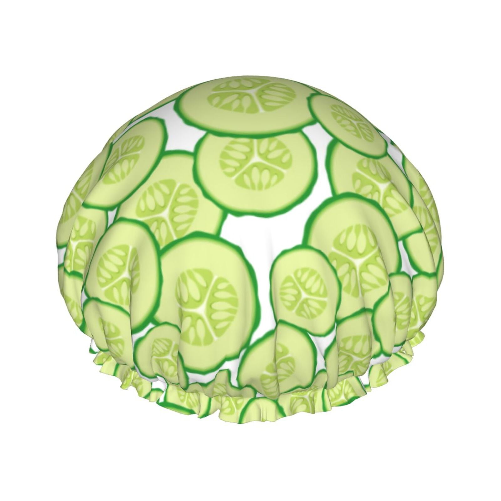 Cucumber slices Shower Cap, Reusable Bath Hair Hat for all Hair Lengths ...