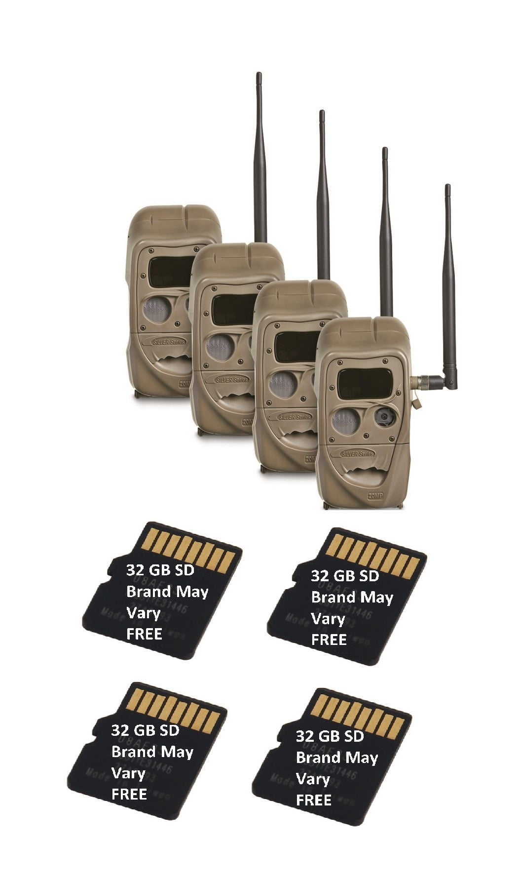 Cuddeback Cuddelink Black Flash Trail Camera 4 Pack 11490 With 4 32gb