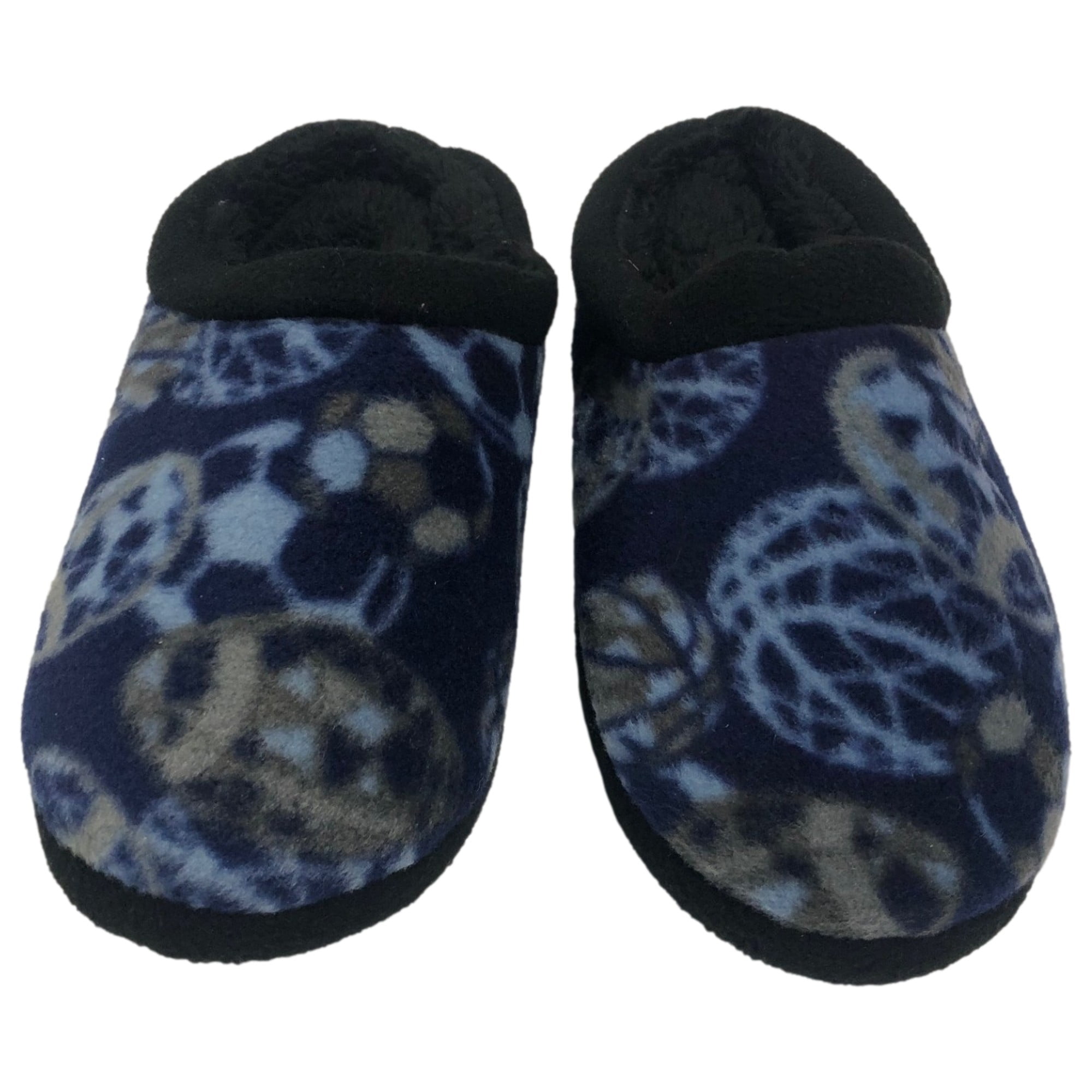 Cuddl Duds Boys Blue Soccer Print Slippers House Shoes Scuffs 5-6 ...