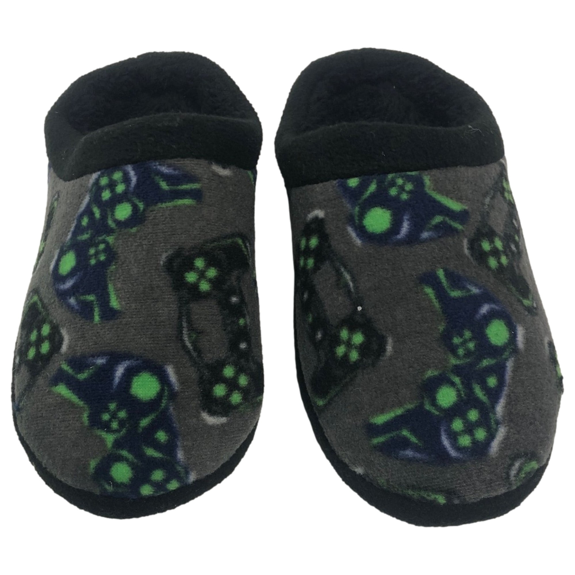 Cuddl Duds Boys Gray Gamer Print Slippers House Shoes Scuffs 3-4 ...