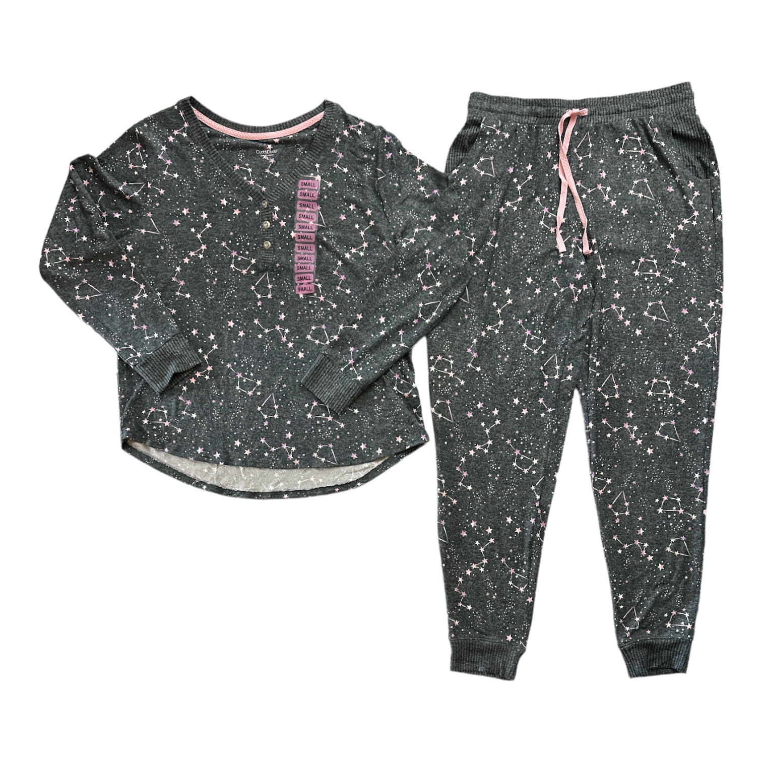 Cuddl Duds Women's 2 Piece Henley Sweater Knit Lounge & Sleep Set (Grey ...